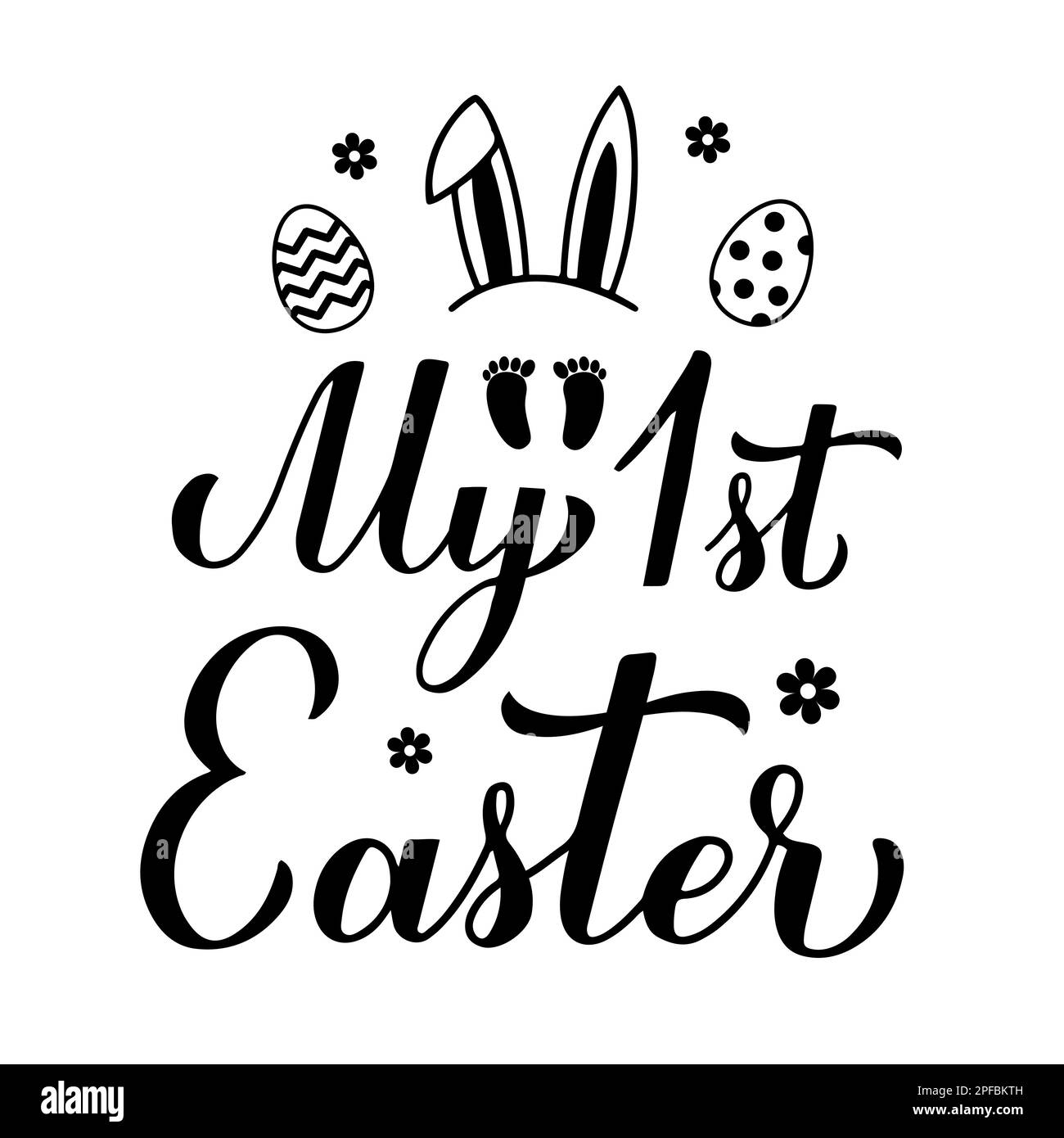 My 1st Easter calligraphy hand lettering. Vector template for typography poster, banner ...