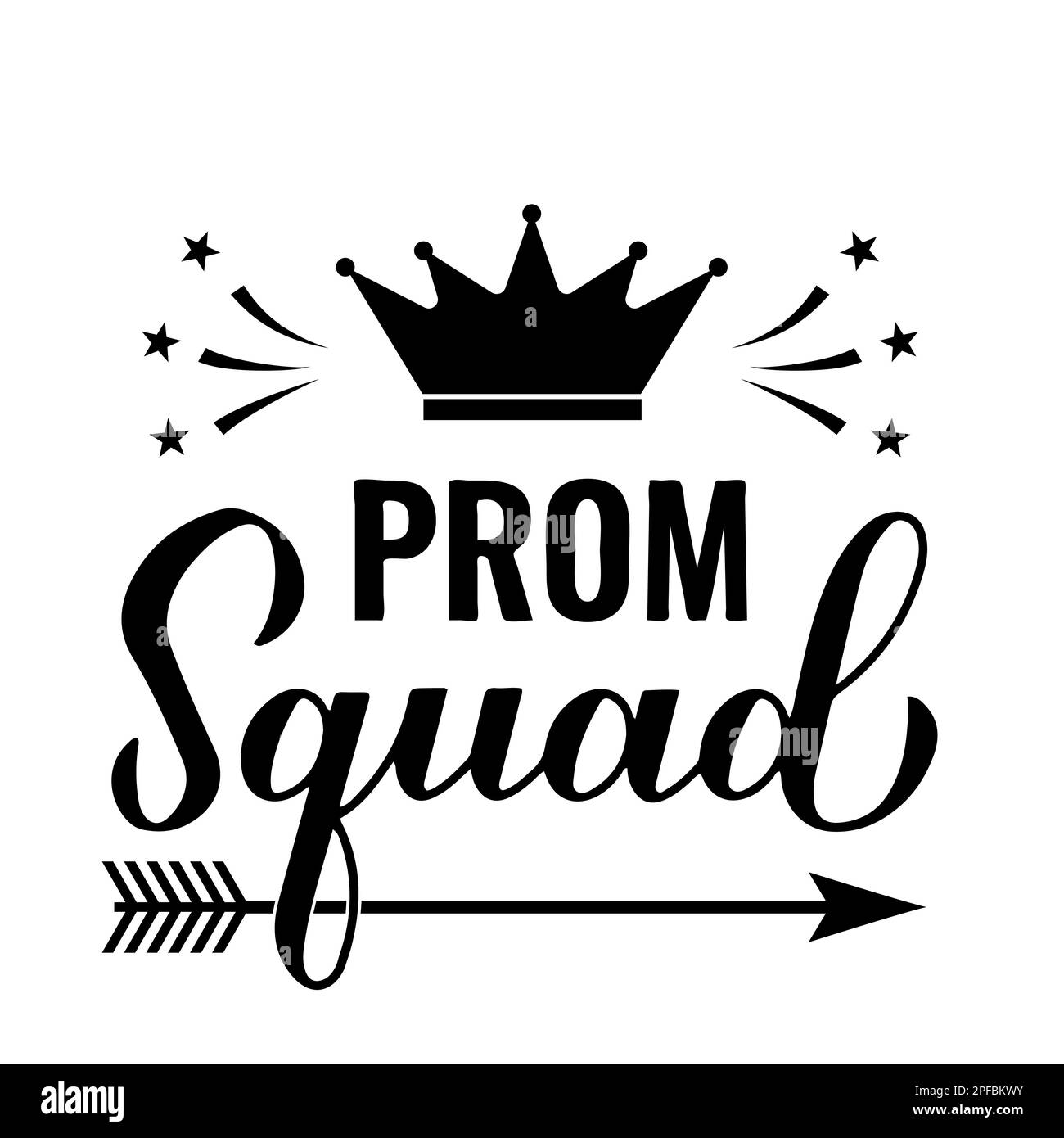 Prom squad calligraphy hand lettering with graduation cap. Funny ...