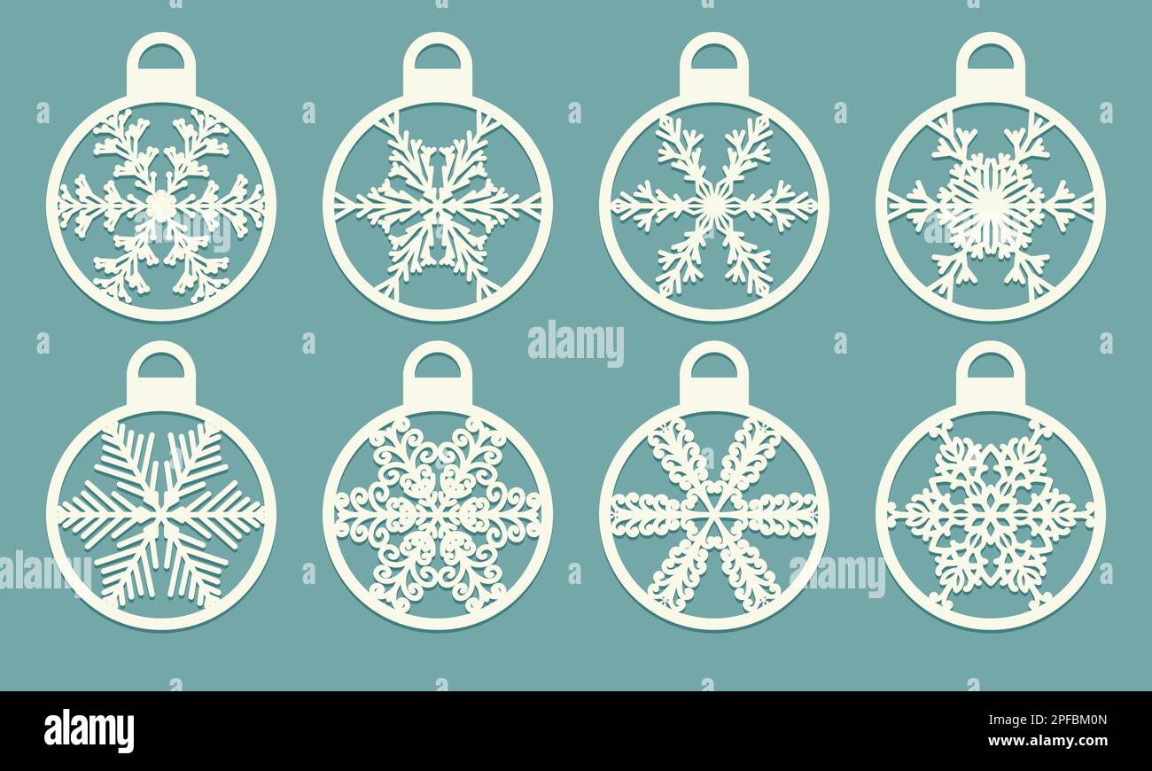 Set of cutout balls with snowflake Laser cut pattern for christmas ...