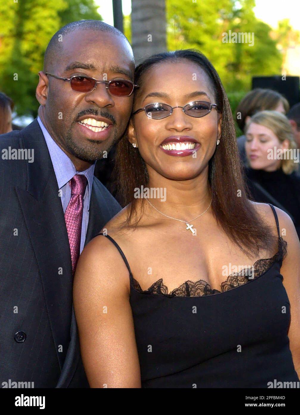 Angela Basett, star of the film "The Score," poses with Courtney Vance ...