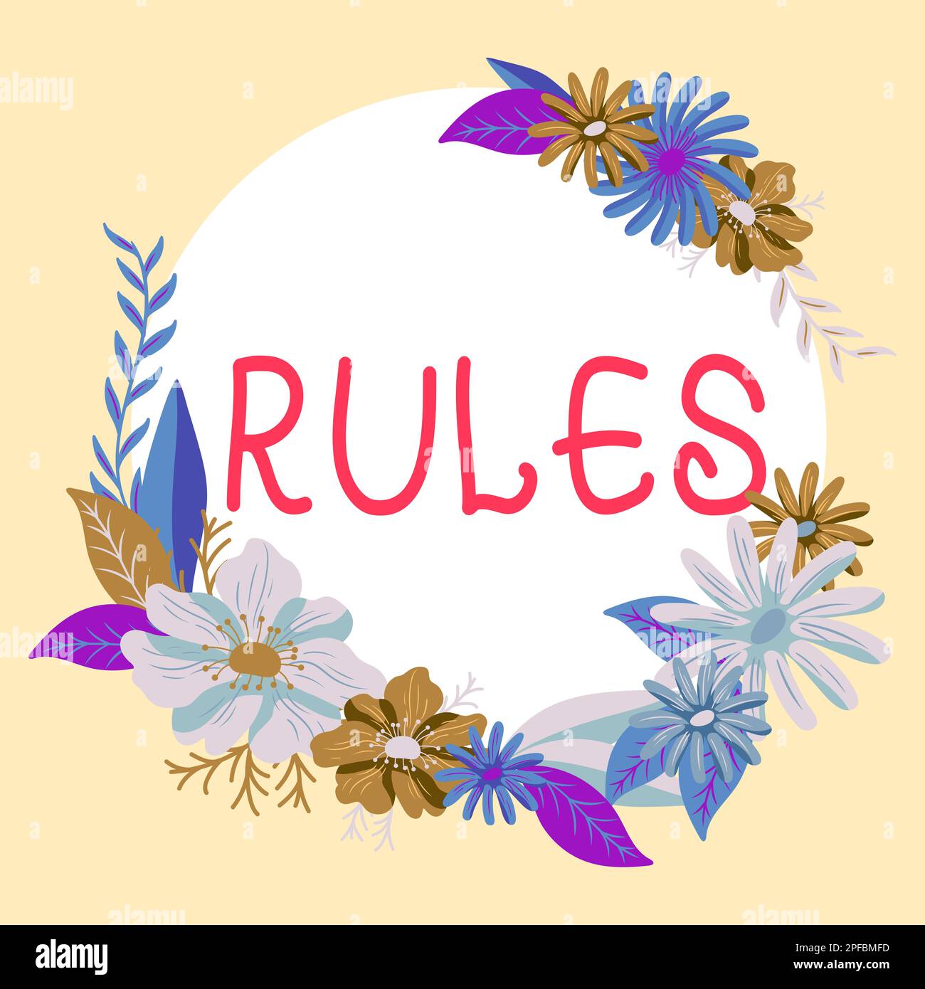 Sign displaying Rules. Word Written on the laws or regulations ...