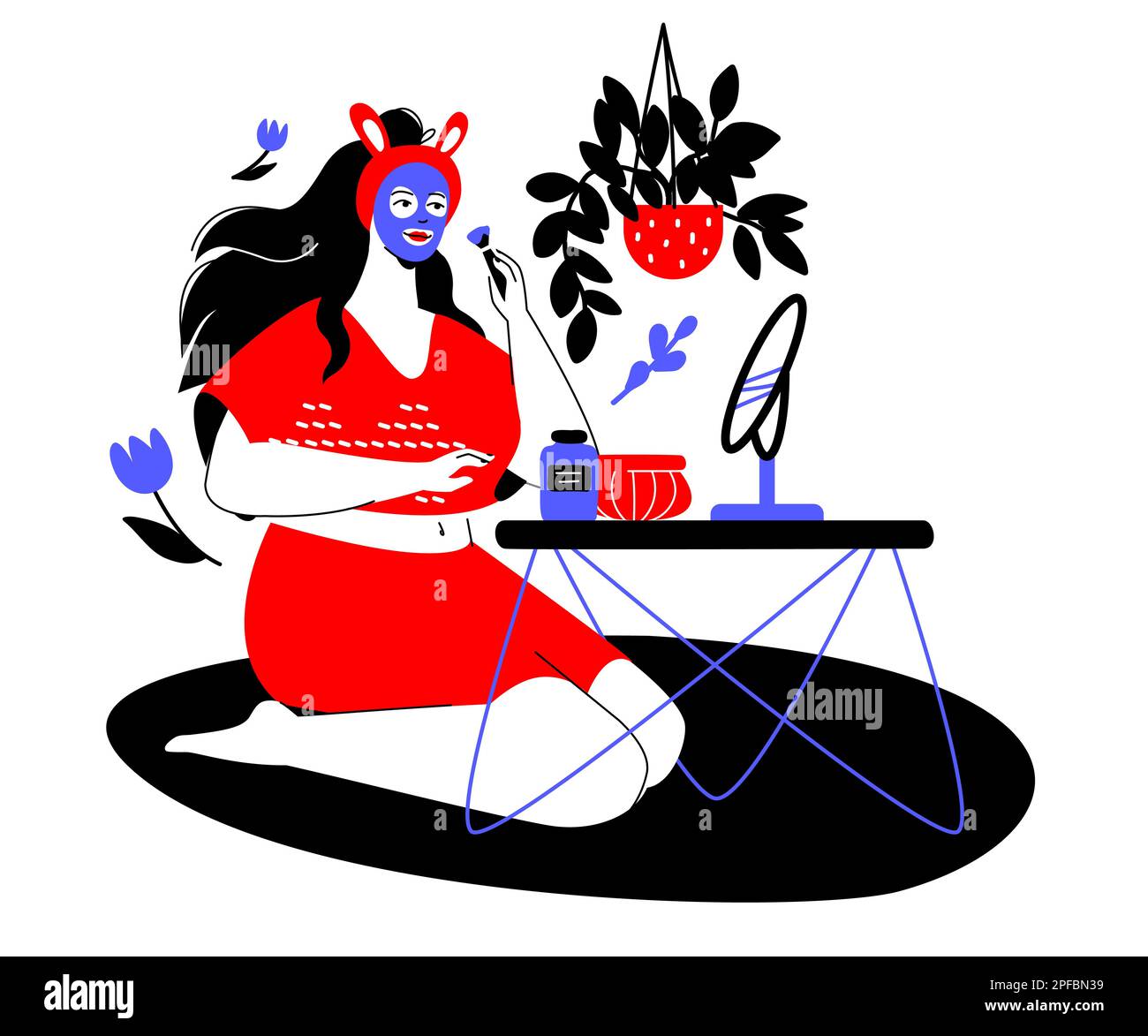 Put on a face mask - colorful flat design style illustration Stock ...