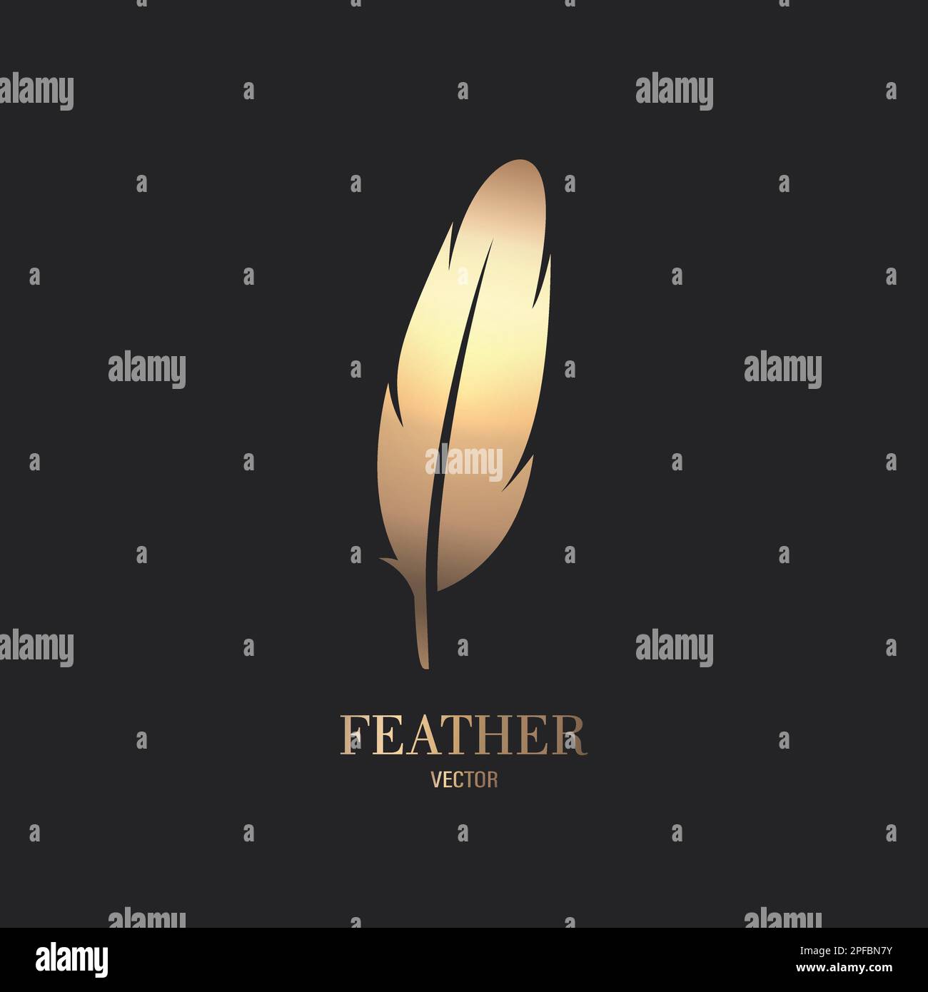 Vector Fluffy Golden Color Feather Logo Icon, Silhouette Feather ...