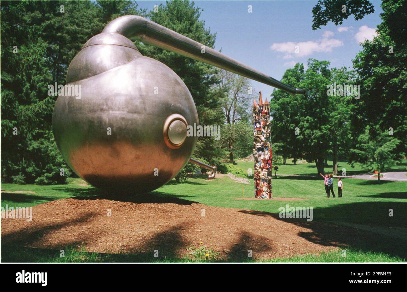 The imposing sculpture Sphere IV, seen foreground, by artist David ...