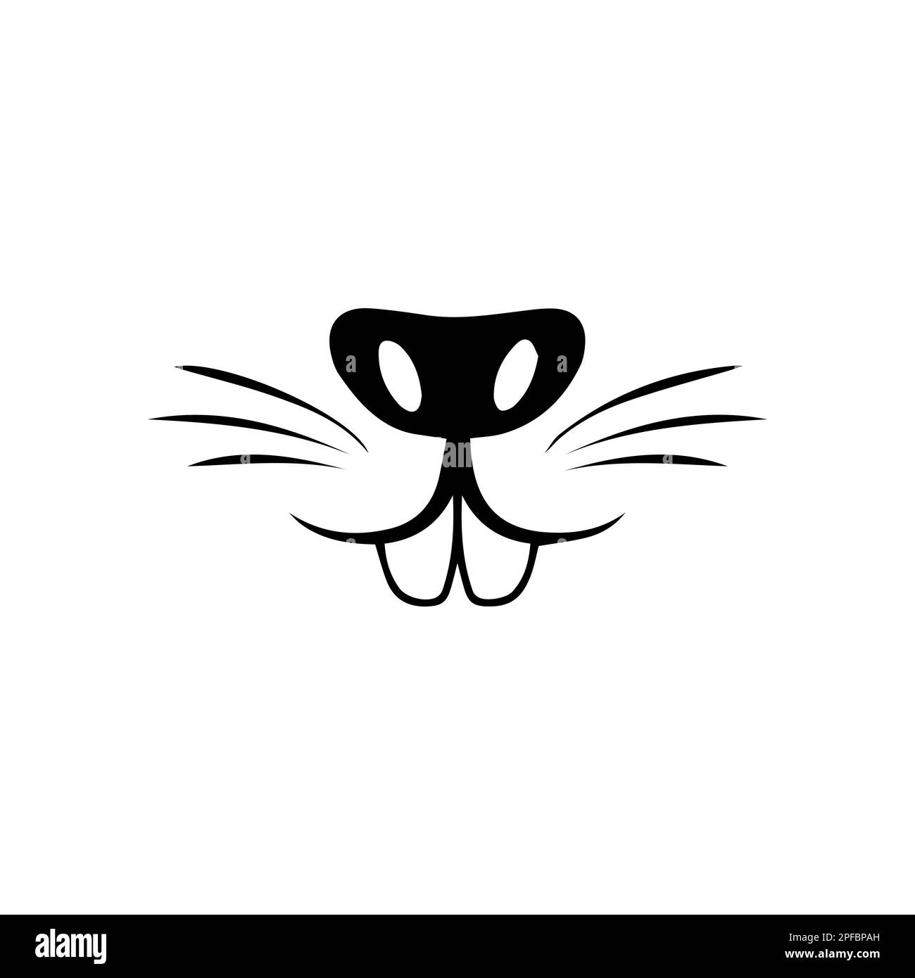 Cute rabbit nose minimalist black on white vector illustration. Cute ...