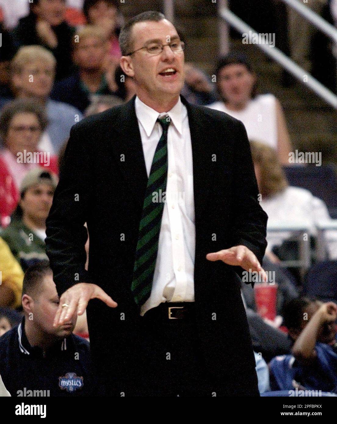 Washington Mystics Coach Tom Maher is shown during the team's pre ...