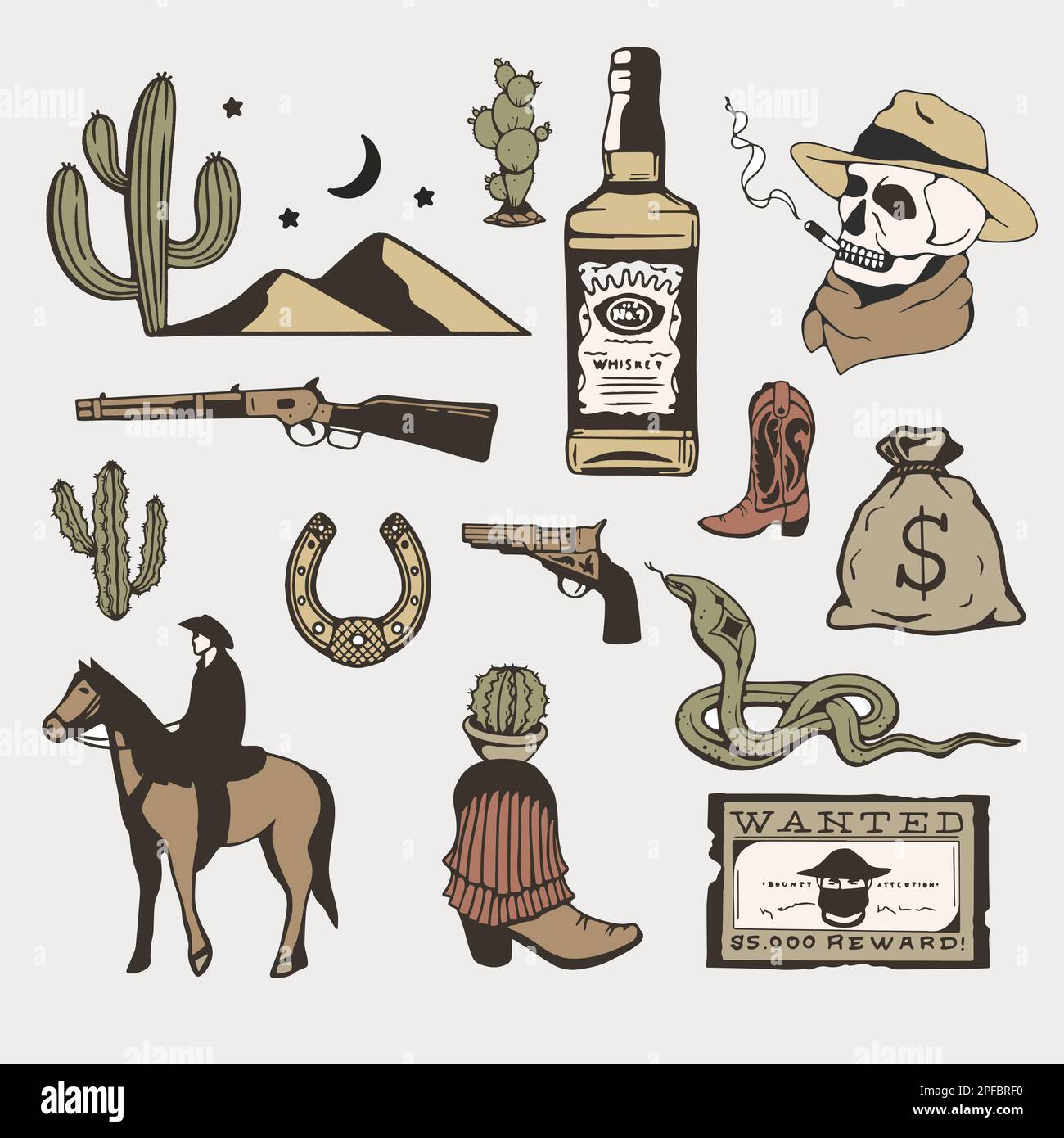 Wild West Collection Of Vector Illustrations Stock Vector Image And Art Alamy 