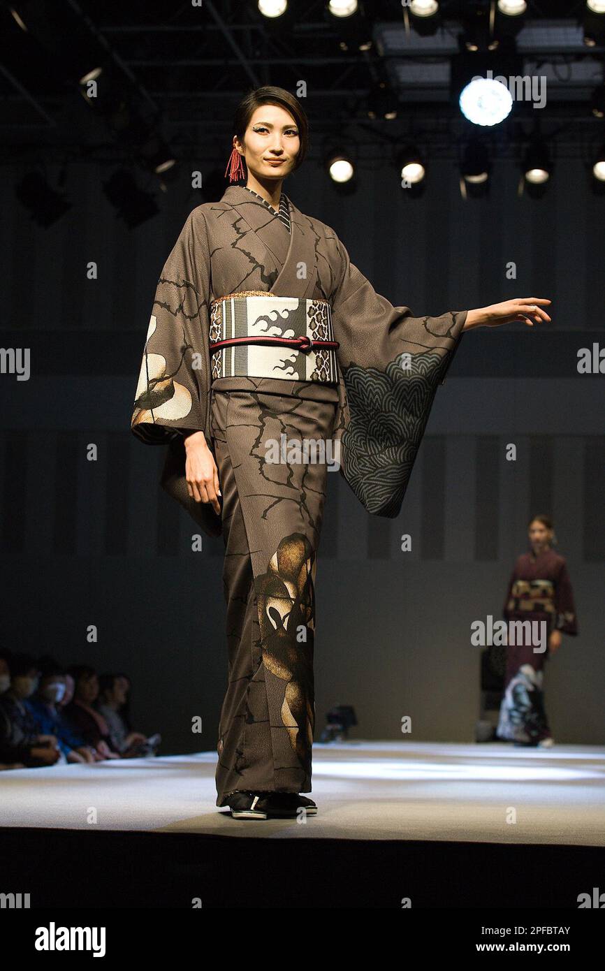 Tokyo, Japan. 16th Mar, 2023. Kimono runway model, March 16, 2023 ...