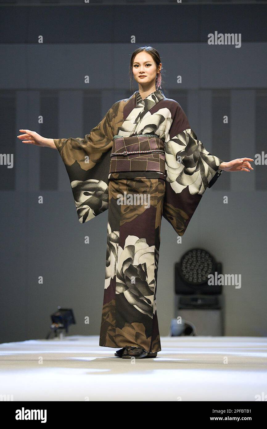 Tokyo, Japan. 16th Mar, 2023. Kimono runway model, March 16, 2023 ...