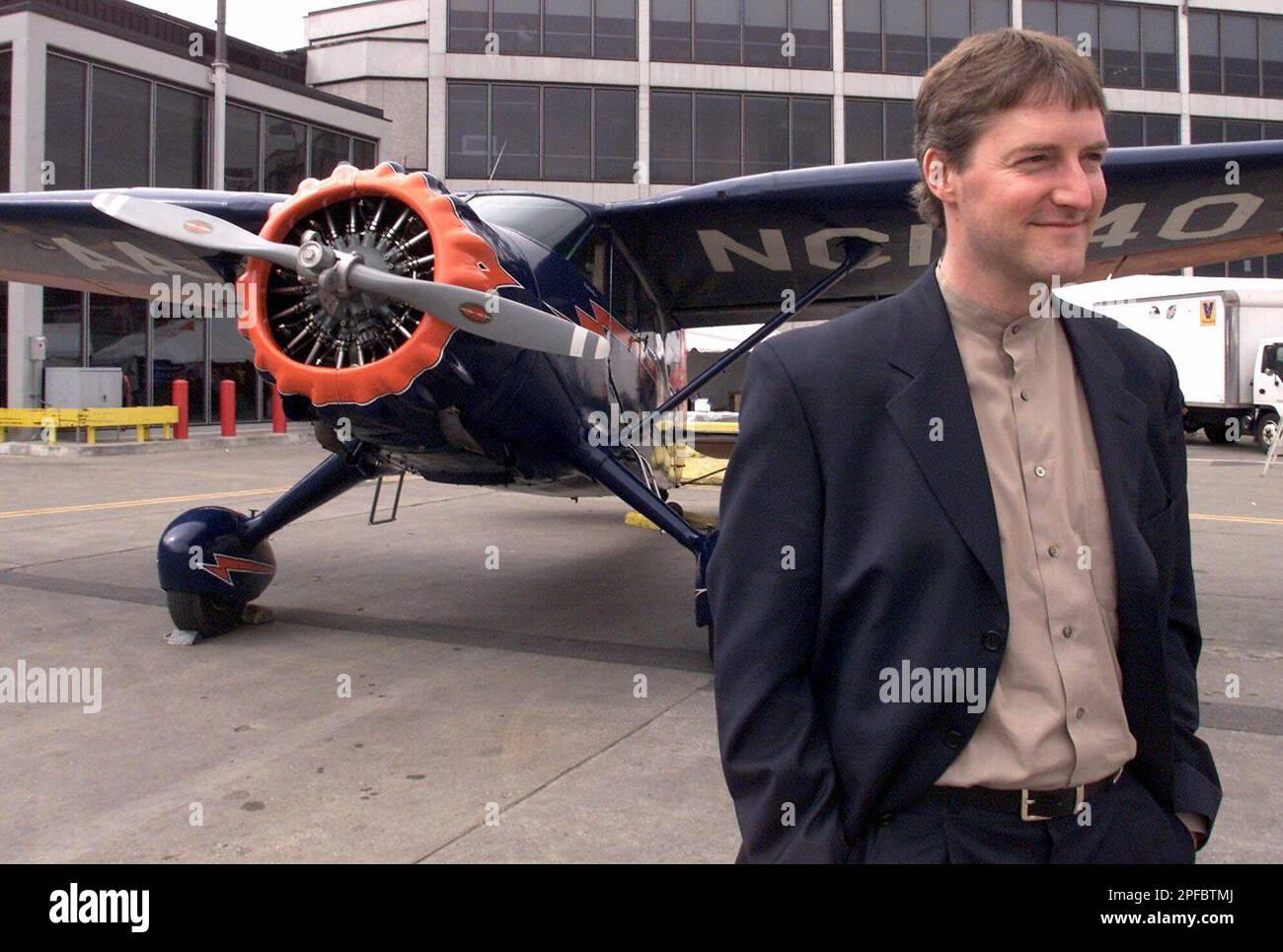 Erik Lindbergh, grandson of aviation pioneer Charles Lindbergh, stands ...
