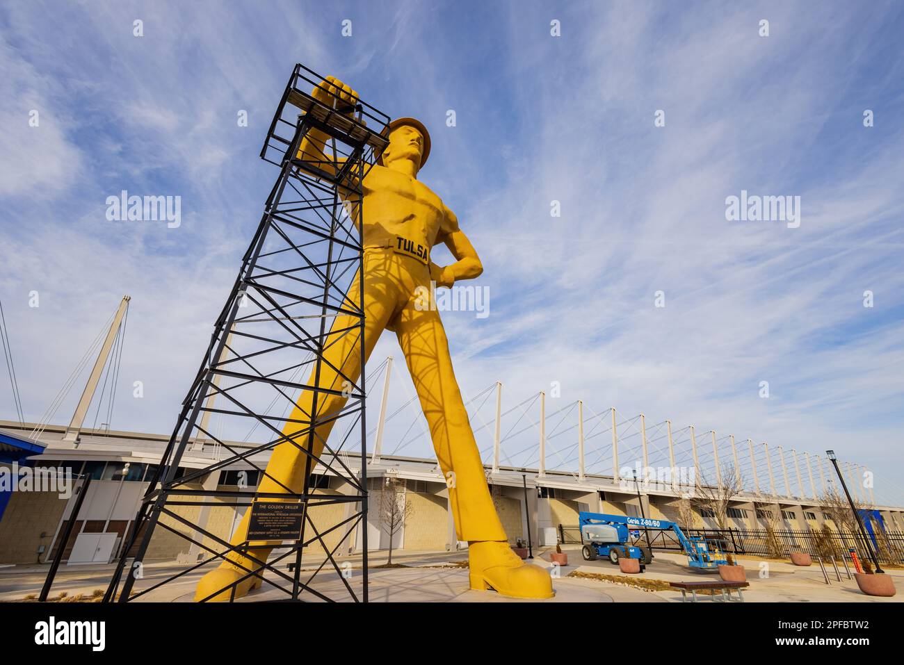 Oklahoma, MAR 1 2023 - Sunny exterior view of the Golden Driller Statue ...