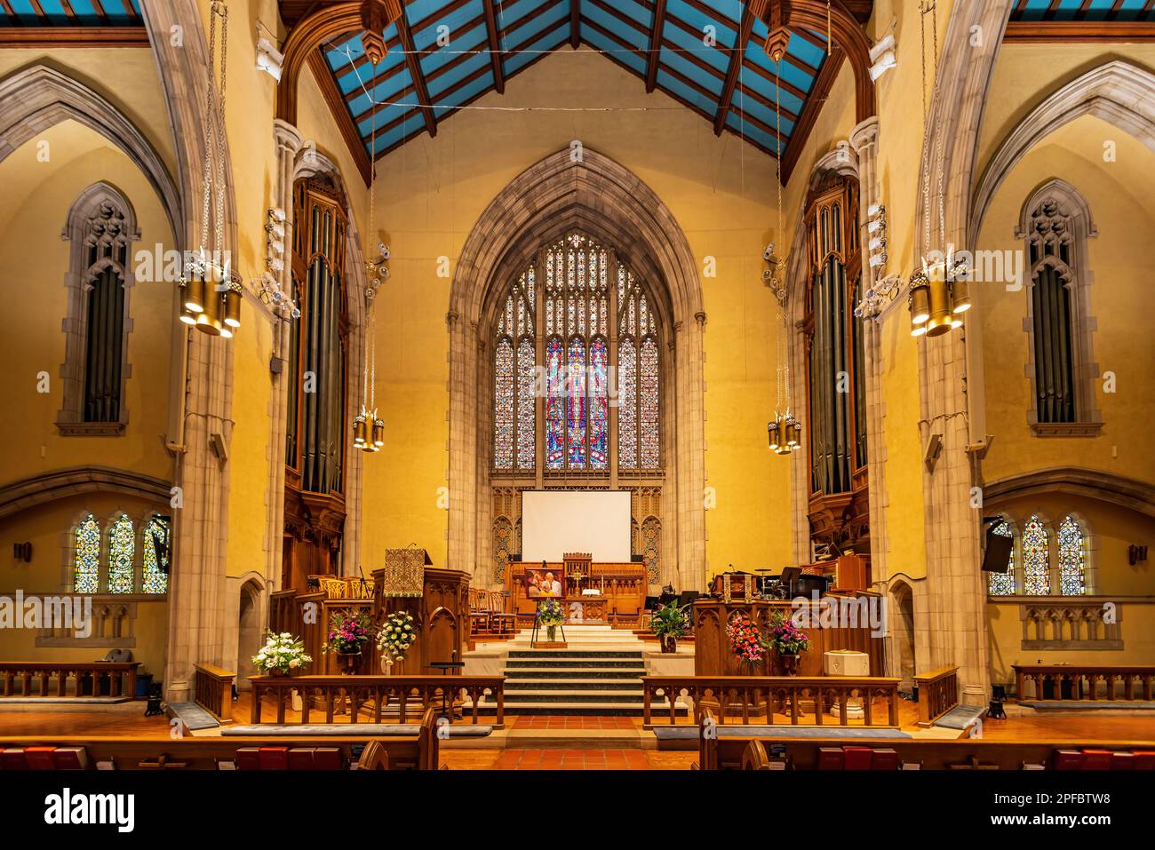 Interior view of the First Methodist Church at Tulsa, Oklahoma Stock ...