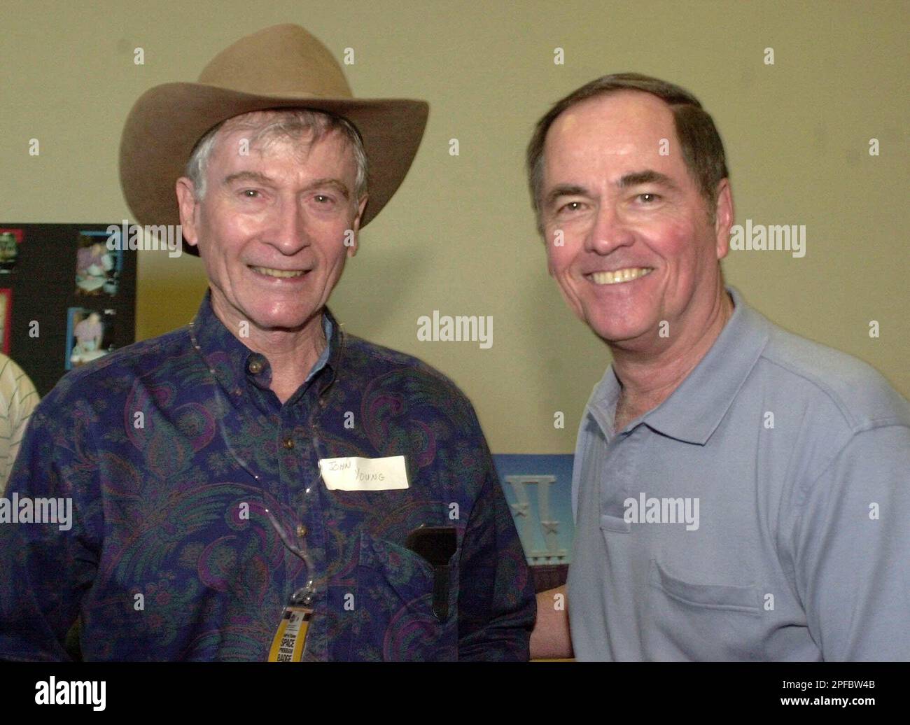 John Young, left, and Robert Crippen get together during the 20th STS 1 ...