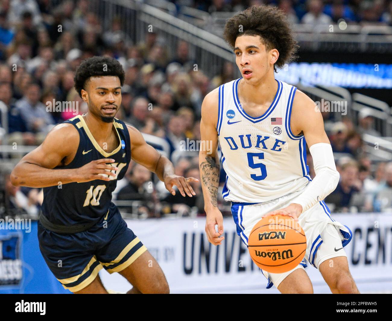 March 16, 2023: Duke Blue Devils guard Tyrese Proctor (5) dribbles ...