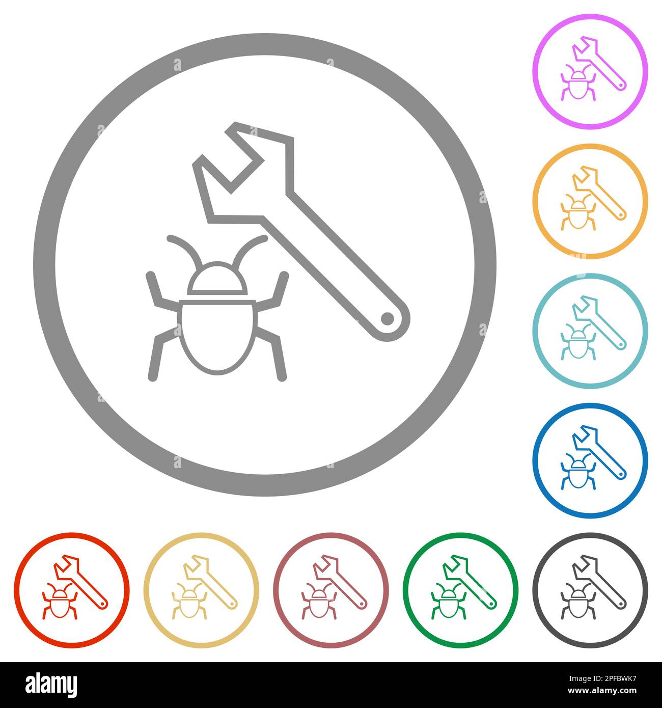 Bug fixing outline flat color icons in round outlines on white ...