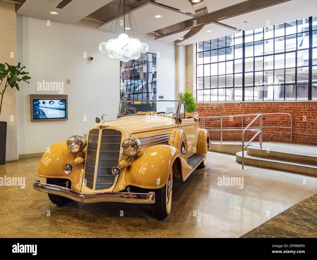 Oklahoma, MAR 12 2023 - Interior view of a building with Packard 120 ...