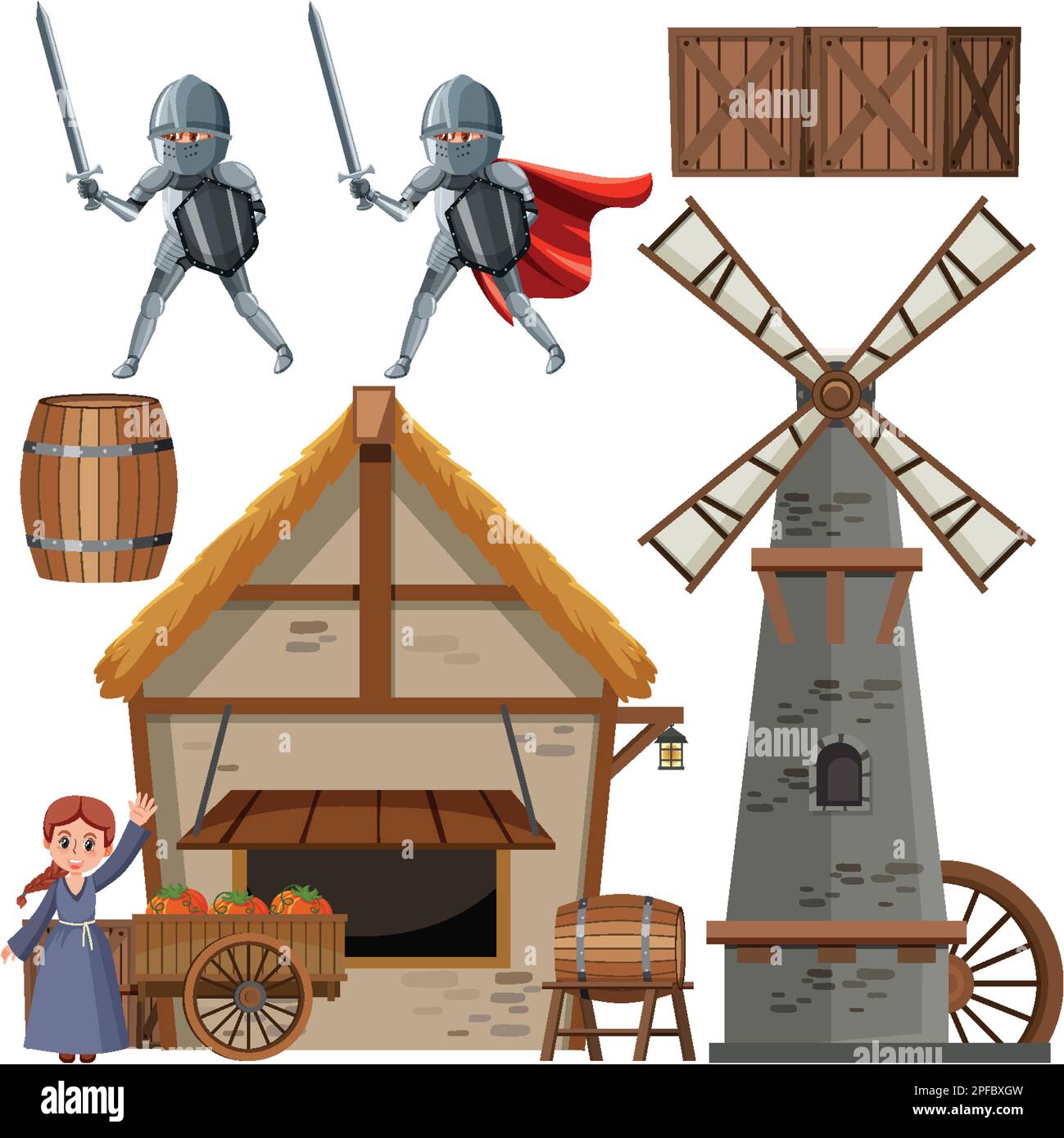 Set of medieval object illustration Stock Vector Image & Art - Alamy