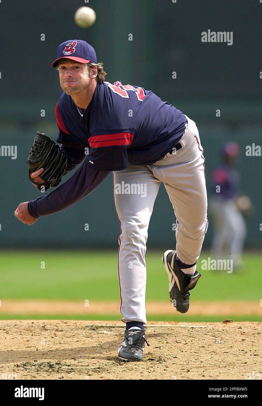 Cleveland Indians picther Chuck Finley delivers to a Atlanta Braves ...