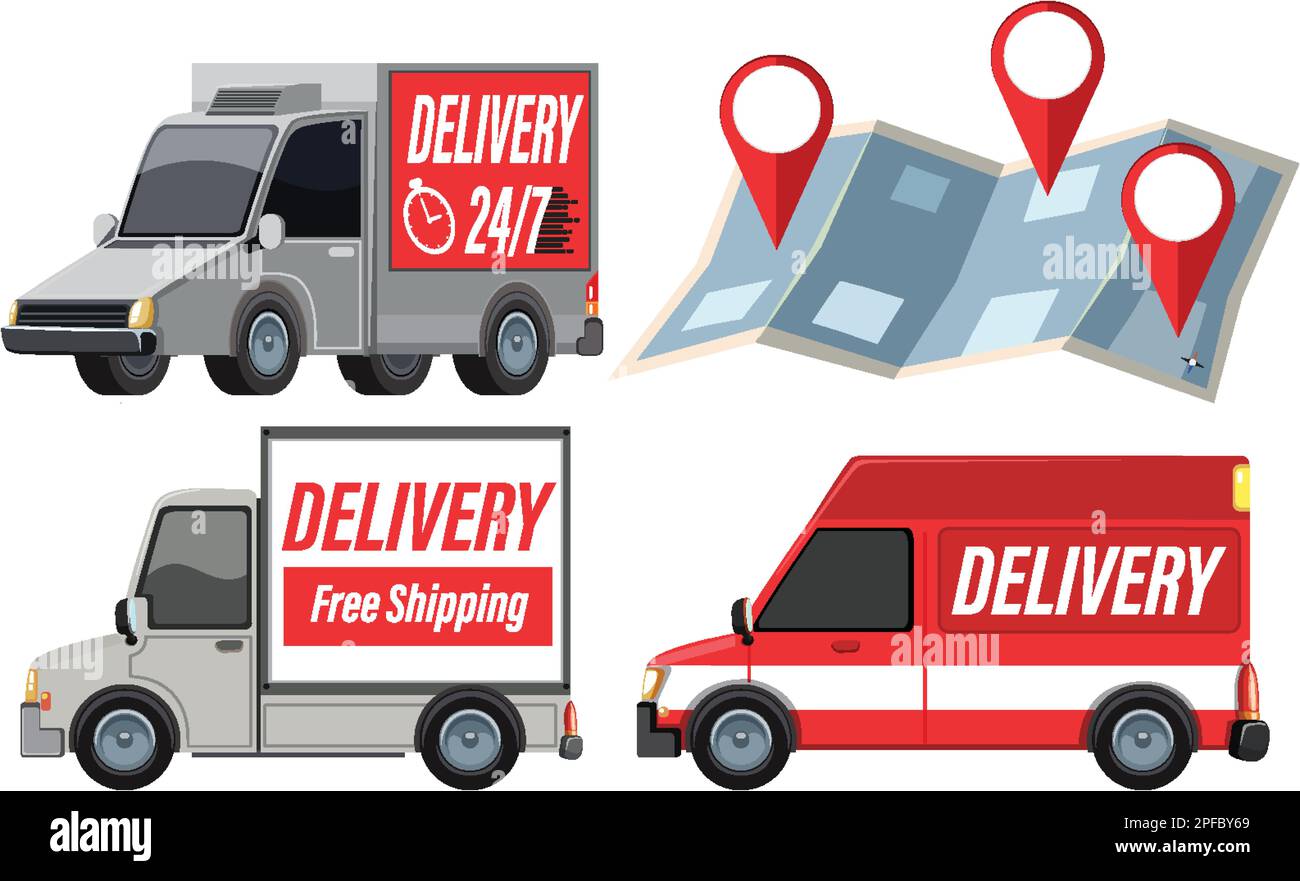 Set of delivery element illustration Stock Vector Image & Art - Alamy