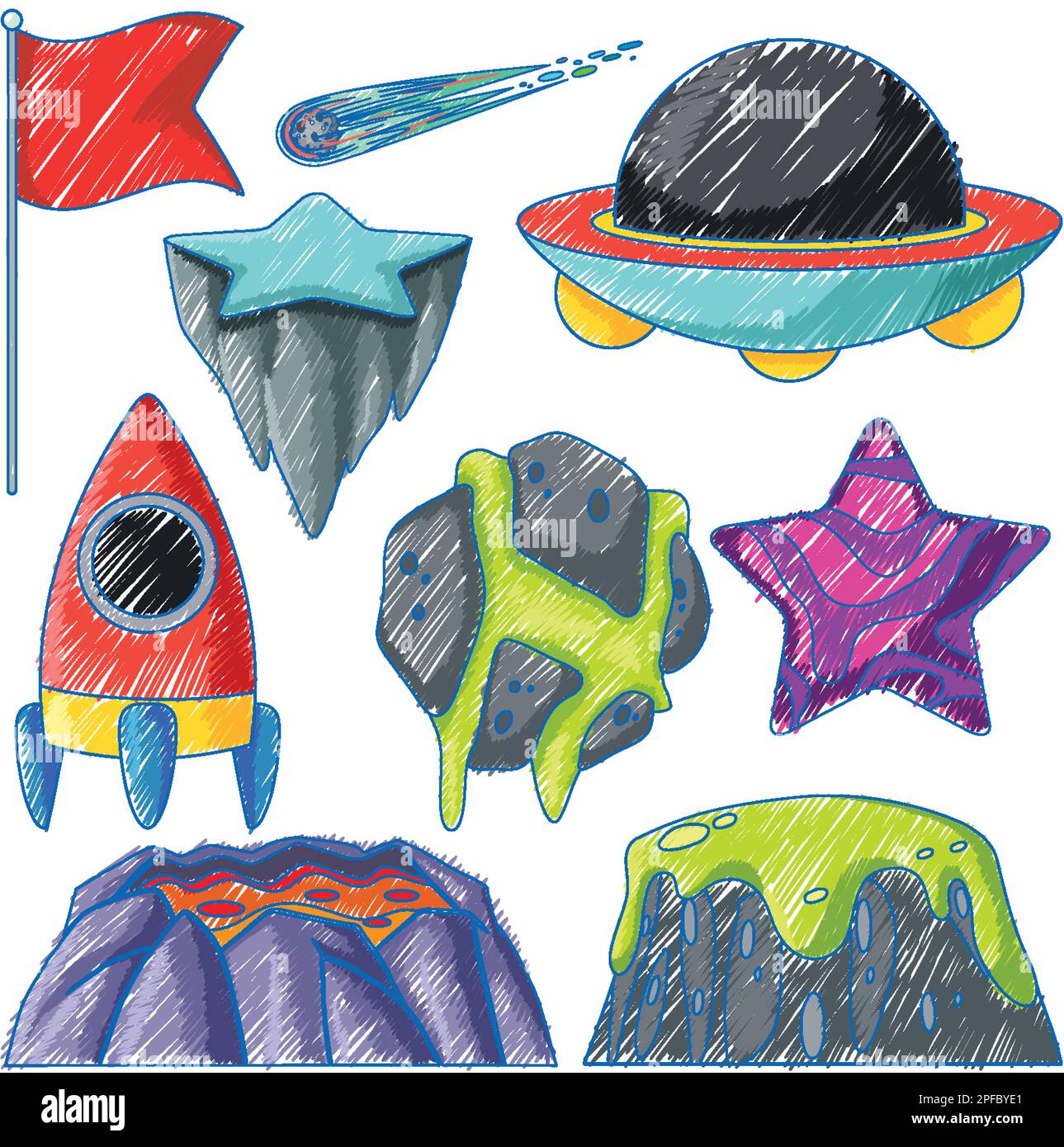 Planets in Pencil Colour Sketch Simple Style illustration Stock Vector ...