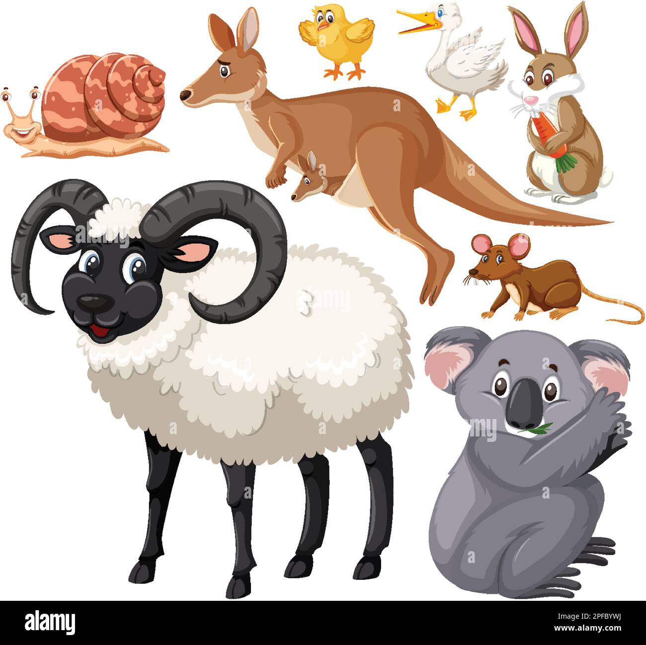 Set of cute animals cartoon character illustration Stock Vector Image ...