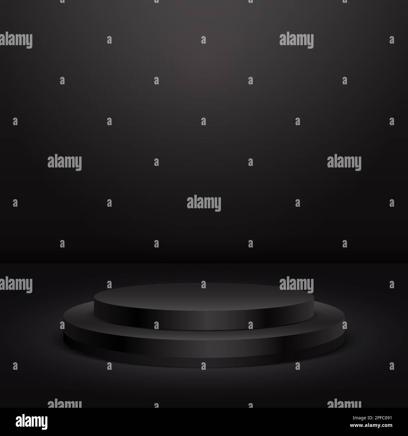 3d realistic vector round stage on dark background.Black round podium ...