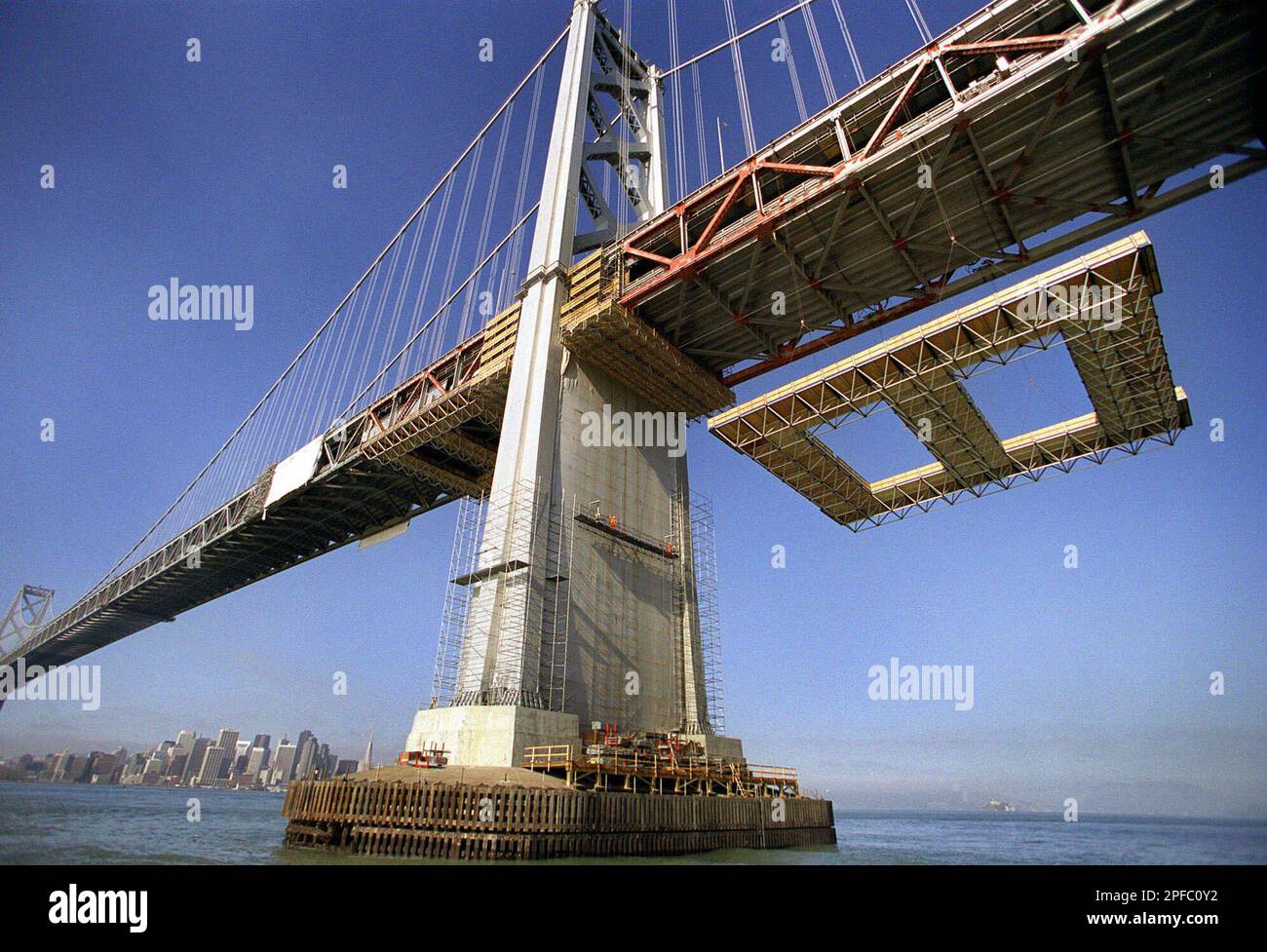 Four Hydraulic winches raise an 80,000 pound work platform below the ...