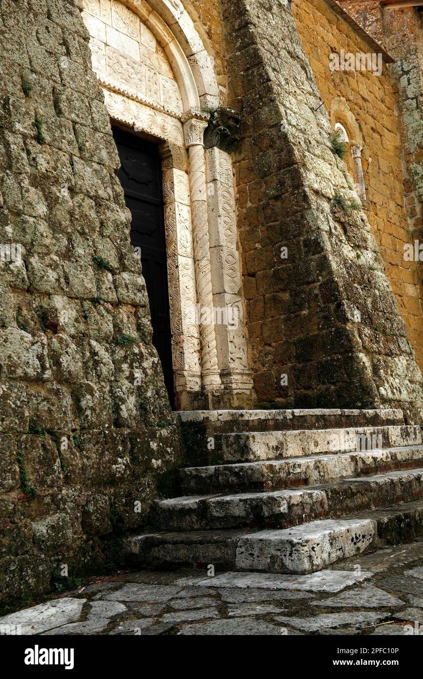 Portal, entrance of the romanesque cathedral Santi Pietro e Paolo (10th ...