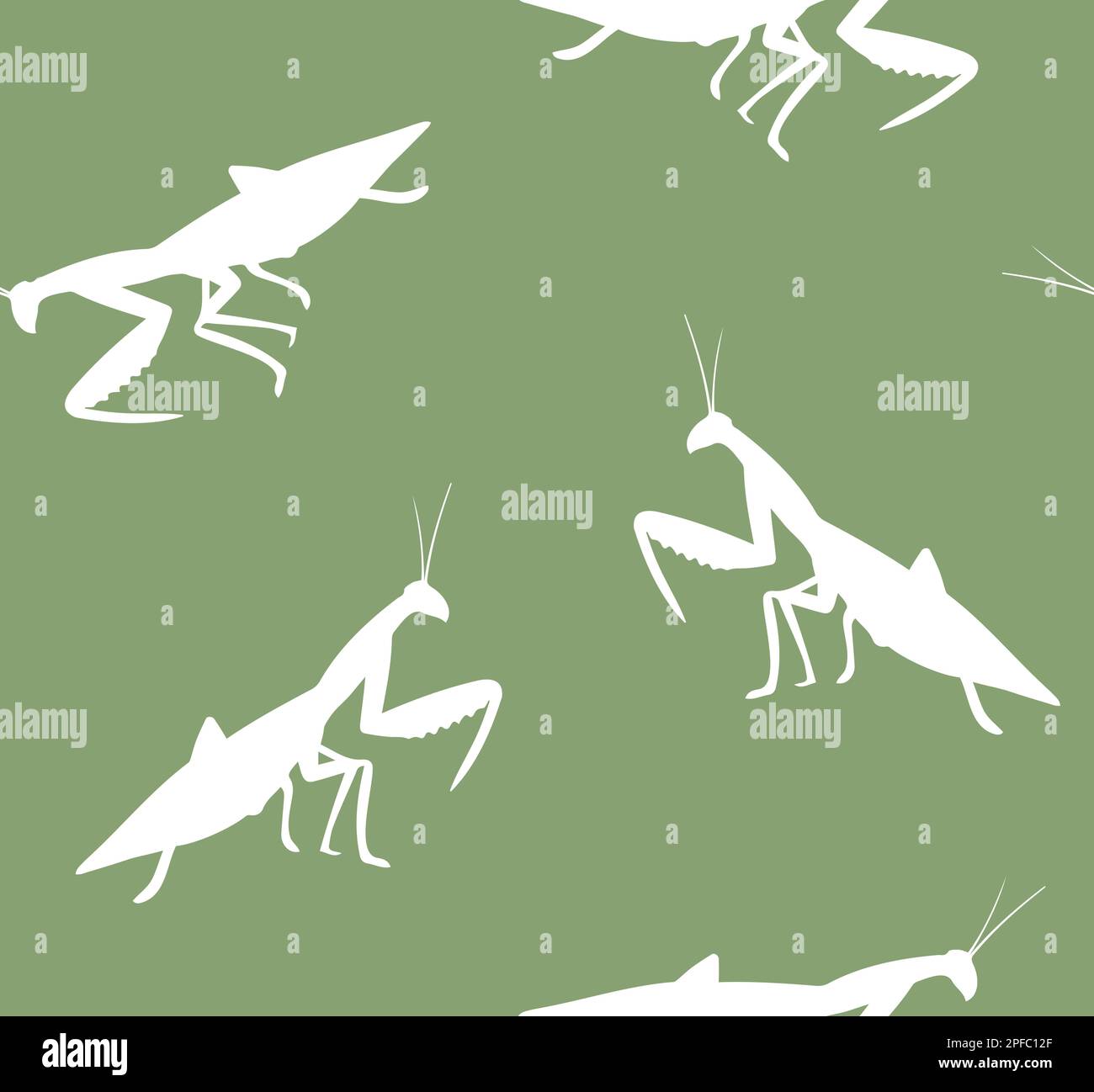 Vector seamless pattern of mantis silhouette Stock Vector Image & Art ...