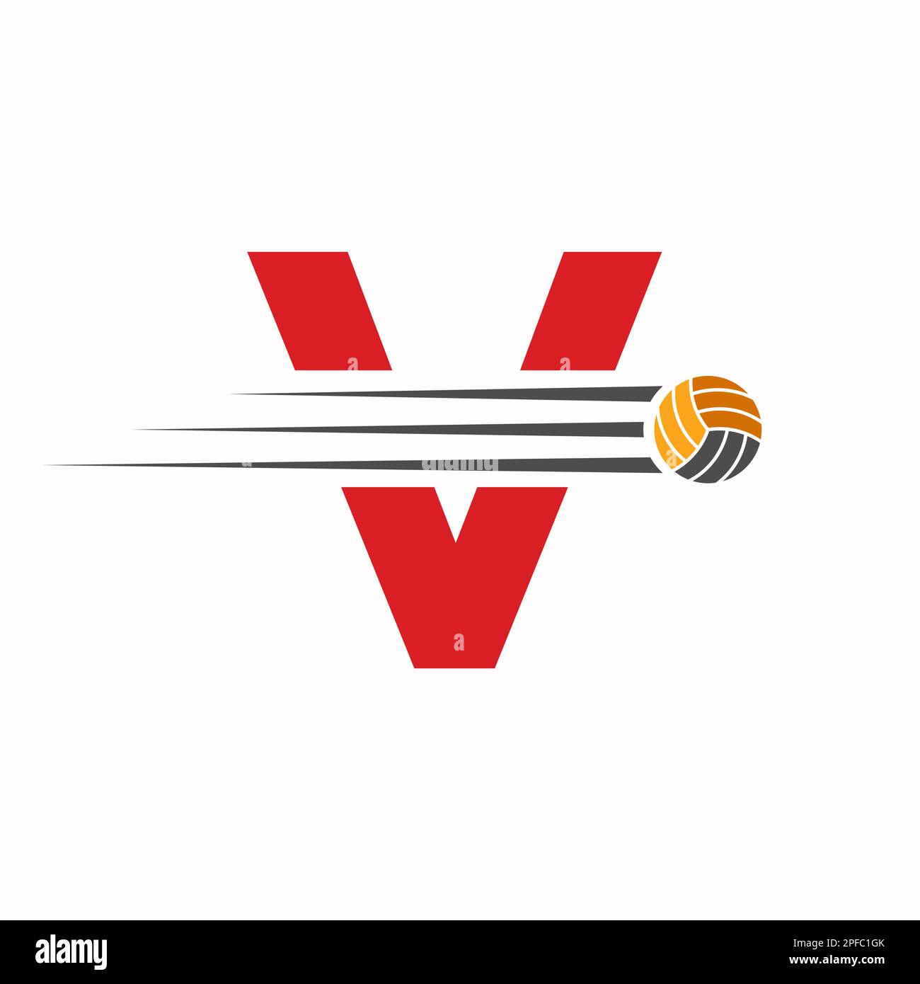 Initial Letter V Volleyball Logo Design Sign. Volleyball Sports ...