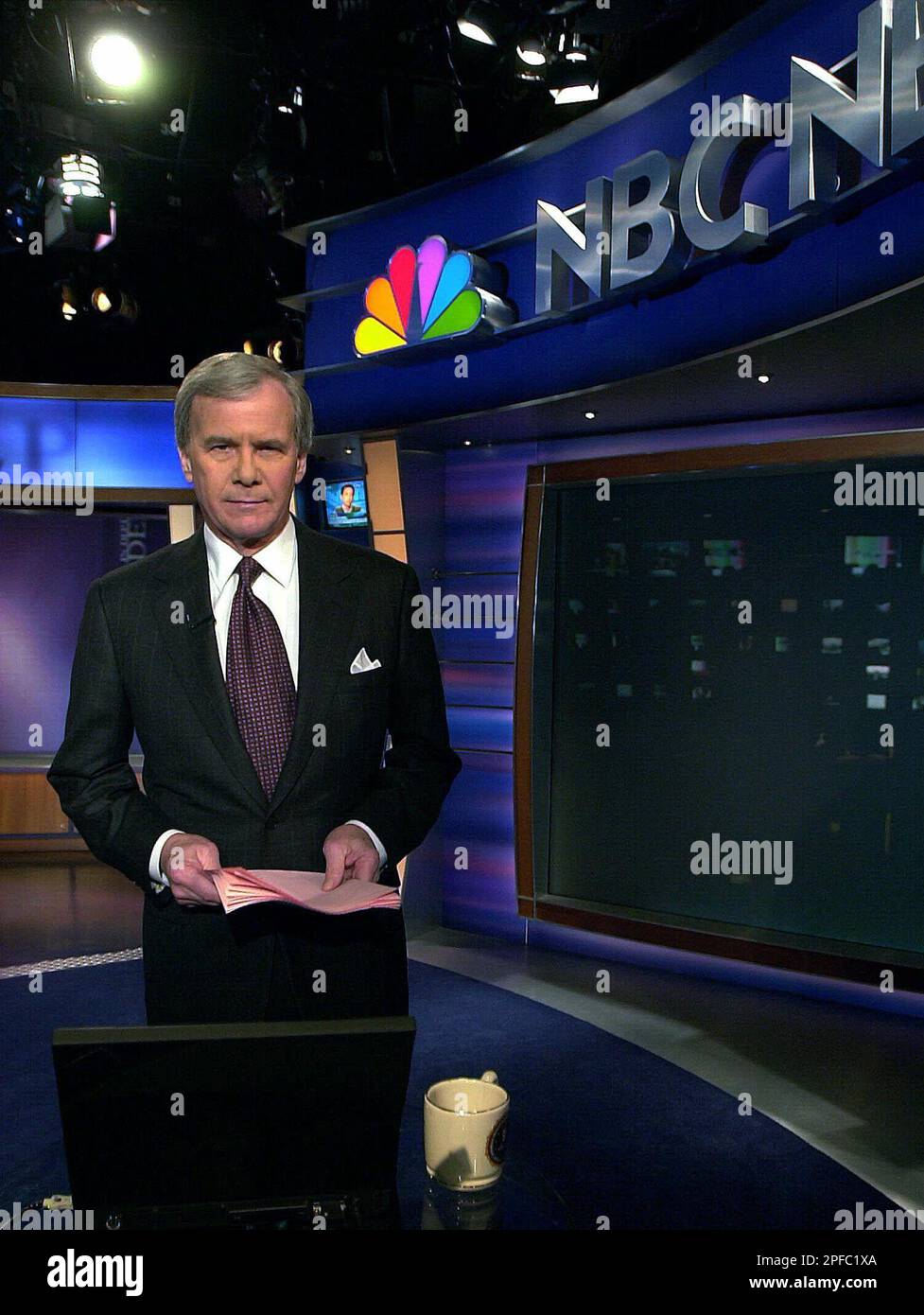 ADVANCE FOR WEEKEND EDITIONS, MARCH 1-4--Tom Brokaw poses on the set of the "NBC Nightly News ...