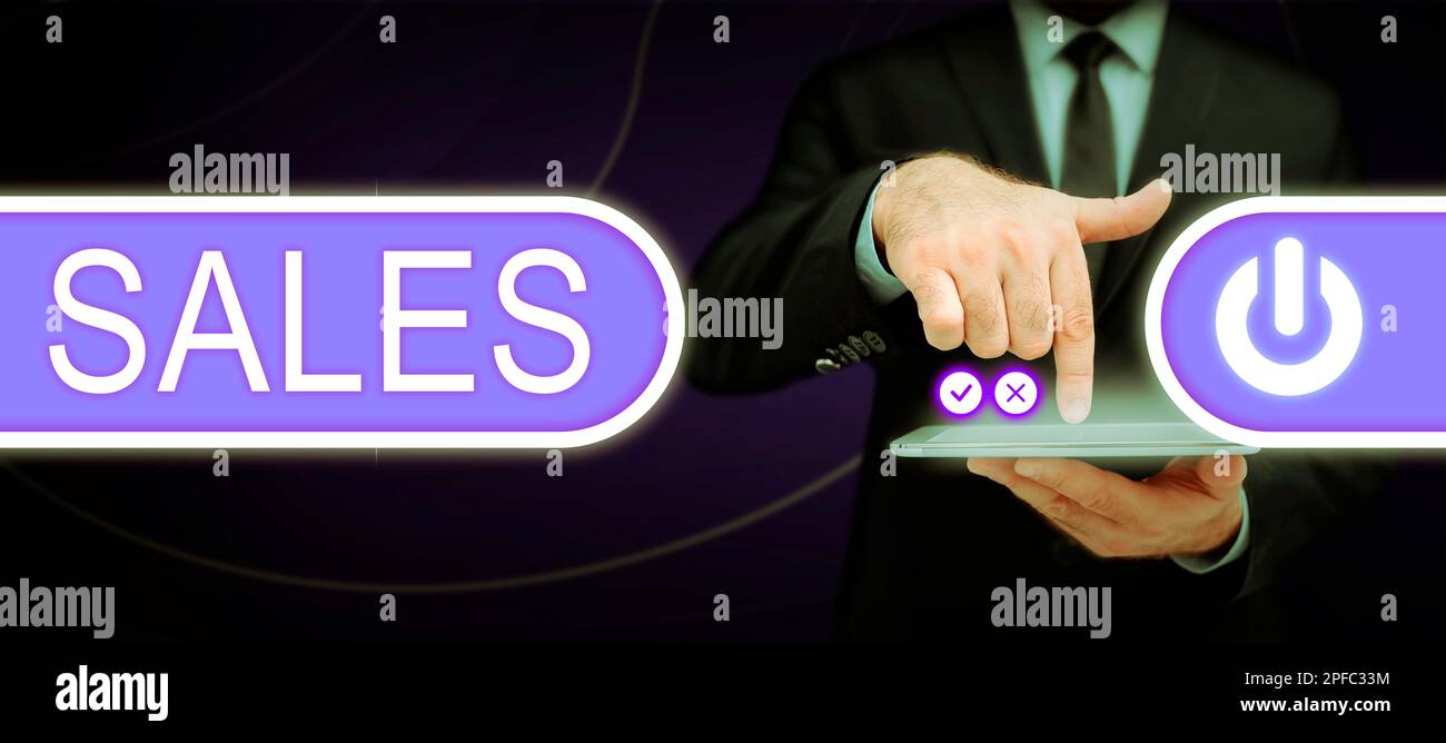 Hand writing sign Sales. Business overview exchange of commodity for ...