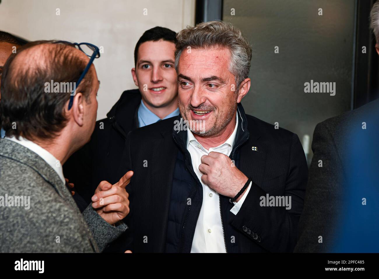 Paris, France on March 16, 2023. Olivier Ubeda and Stephane Ravier ...