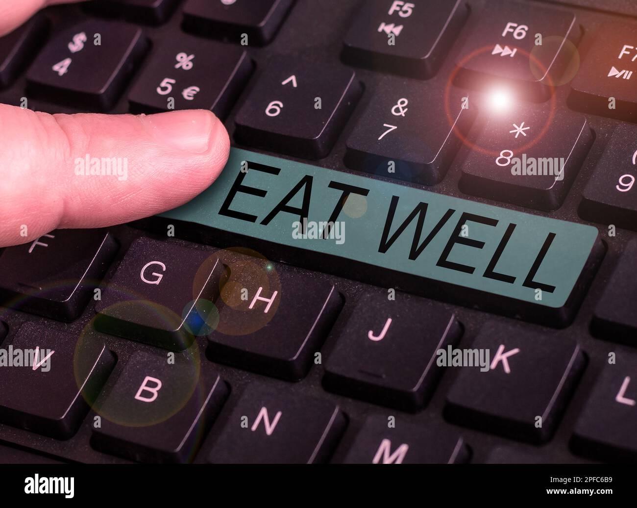Text caption presenting Eat Well. Word Written on Practice of eating ...