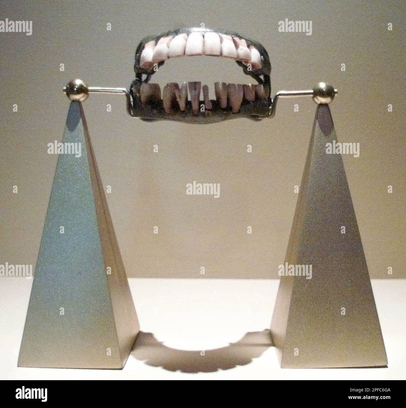 George Washington's dentures are shown after their installation into a ...