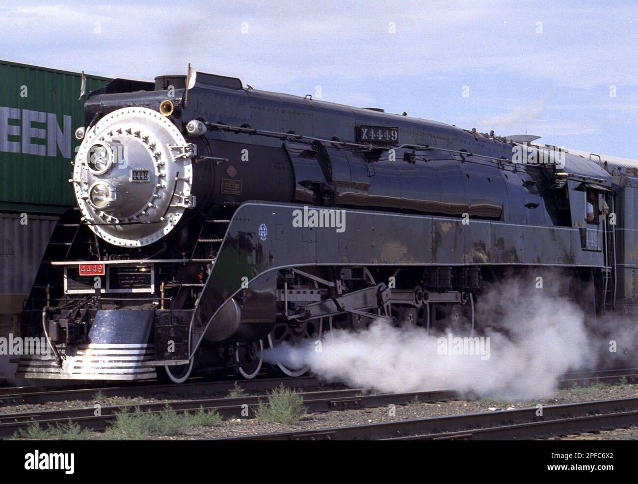 Southern Pacific steam locomotive No. 4449 gets ready to roll out of ...