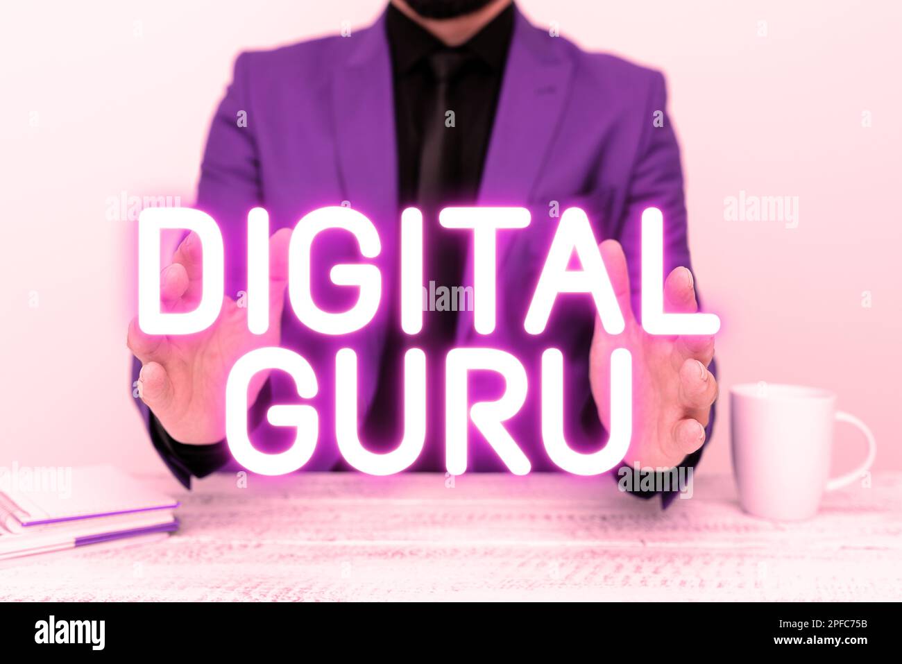 Text caption presenting Digital Guru. Word Written on teacher and ...