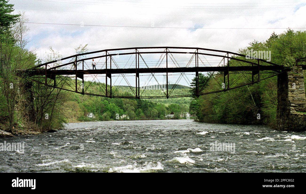 Hadley Town Supervisor Tom Mason stands on the closed Bow Bridge in ...