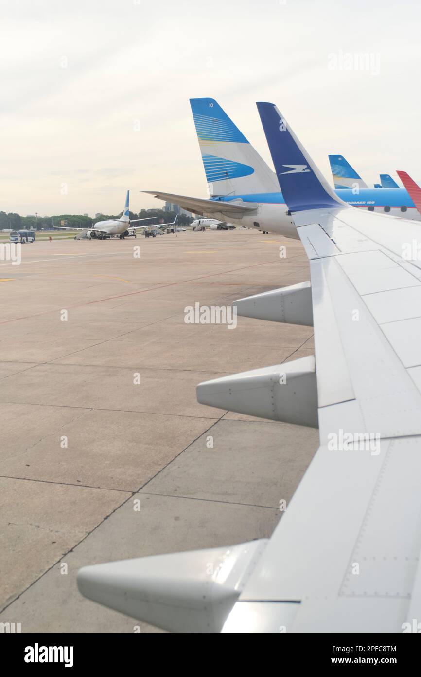 Buenos Aires, Argentina, November 18, 2022: View from a window over the ...