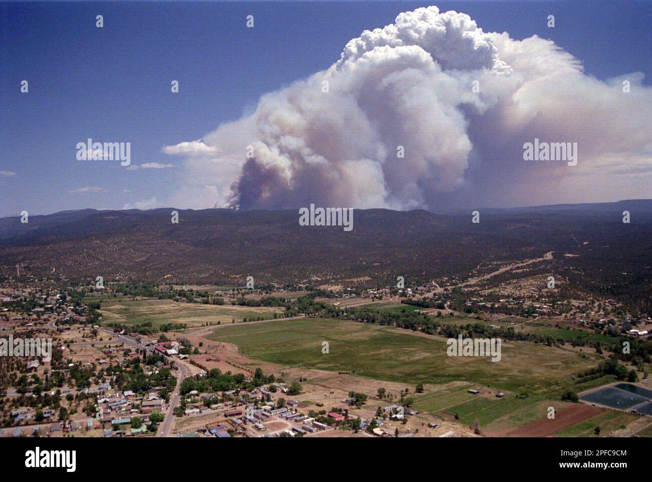 This aerial photo shows smoke rising from the Viveash fire in the Santa ...