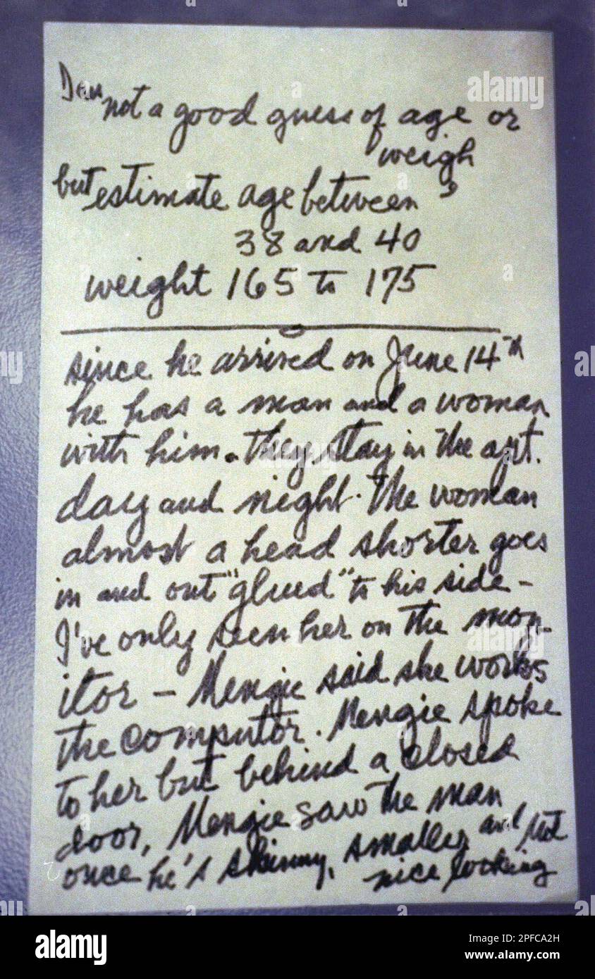 This note, written by New York millionaire Irene Silverman describing ...