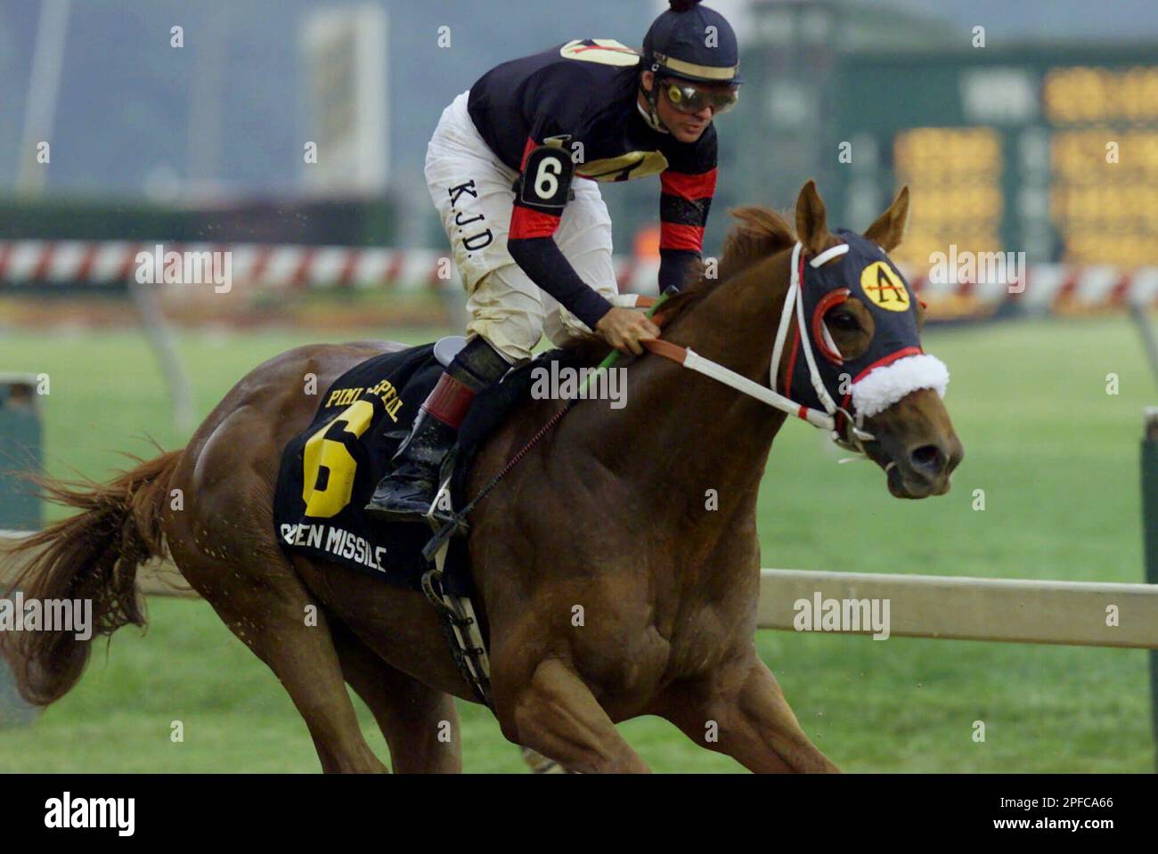 Kent Desormeaux goes up in the irons aboard Golden Missile after ...
