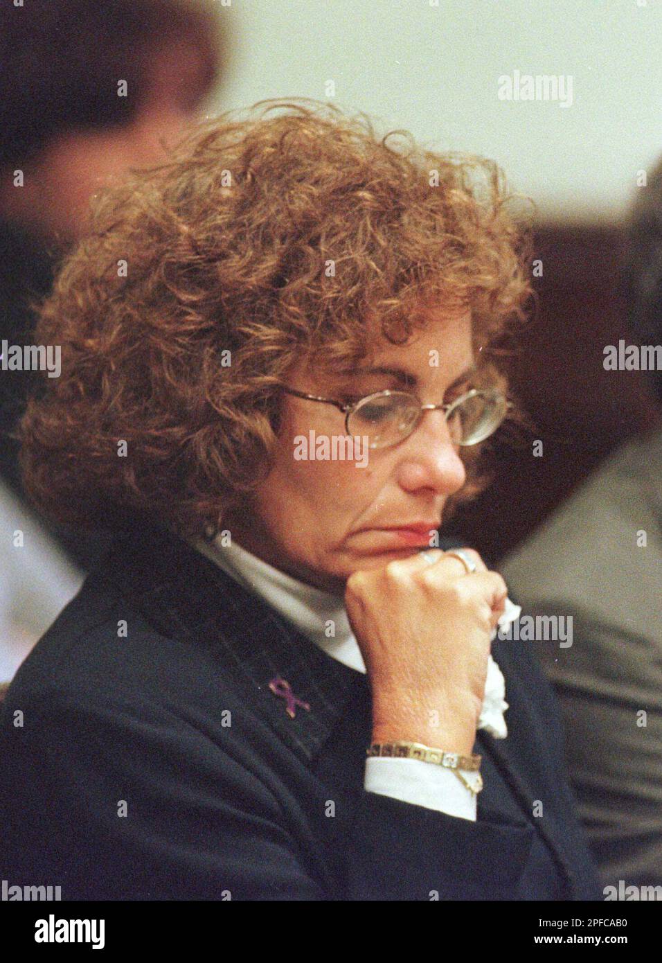 Sandi Glaser, mother of murder victim Melissa Gosule, listens to court ...