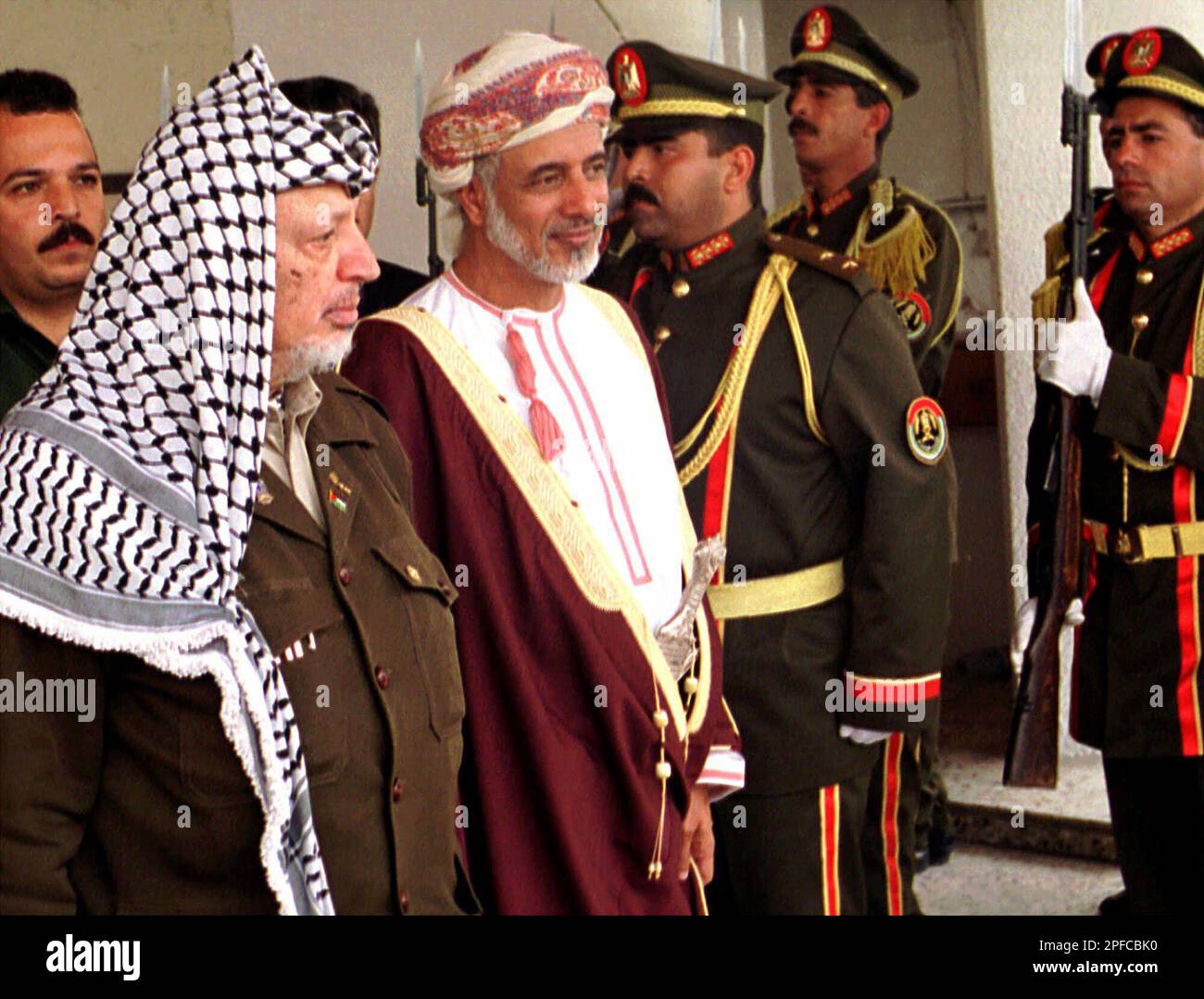 Palestinian leader Yasser Arafat, left, and Omani Foreign Minister ...
