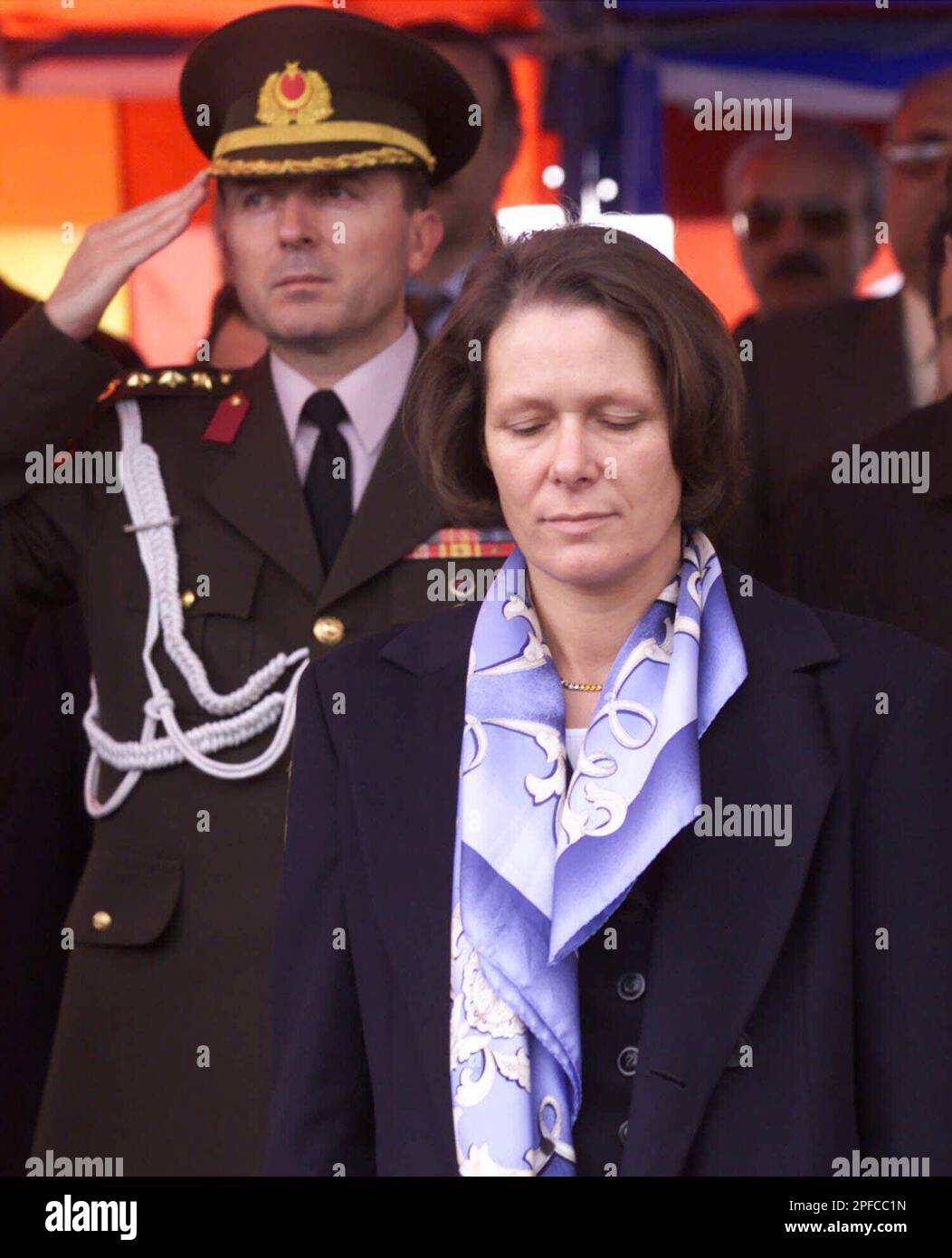 Chiristina Rau, wife of German President Johannes Rau, observes a ...