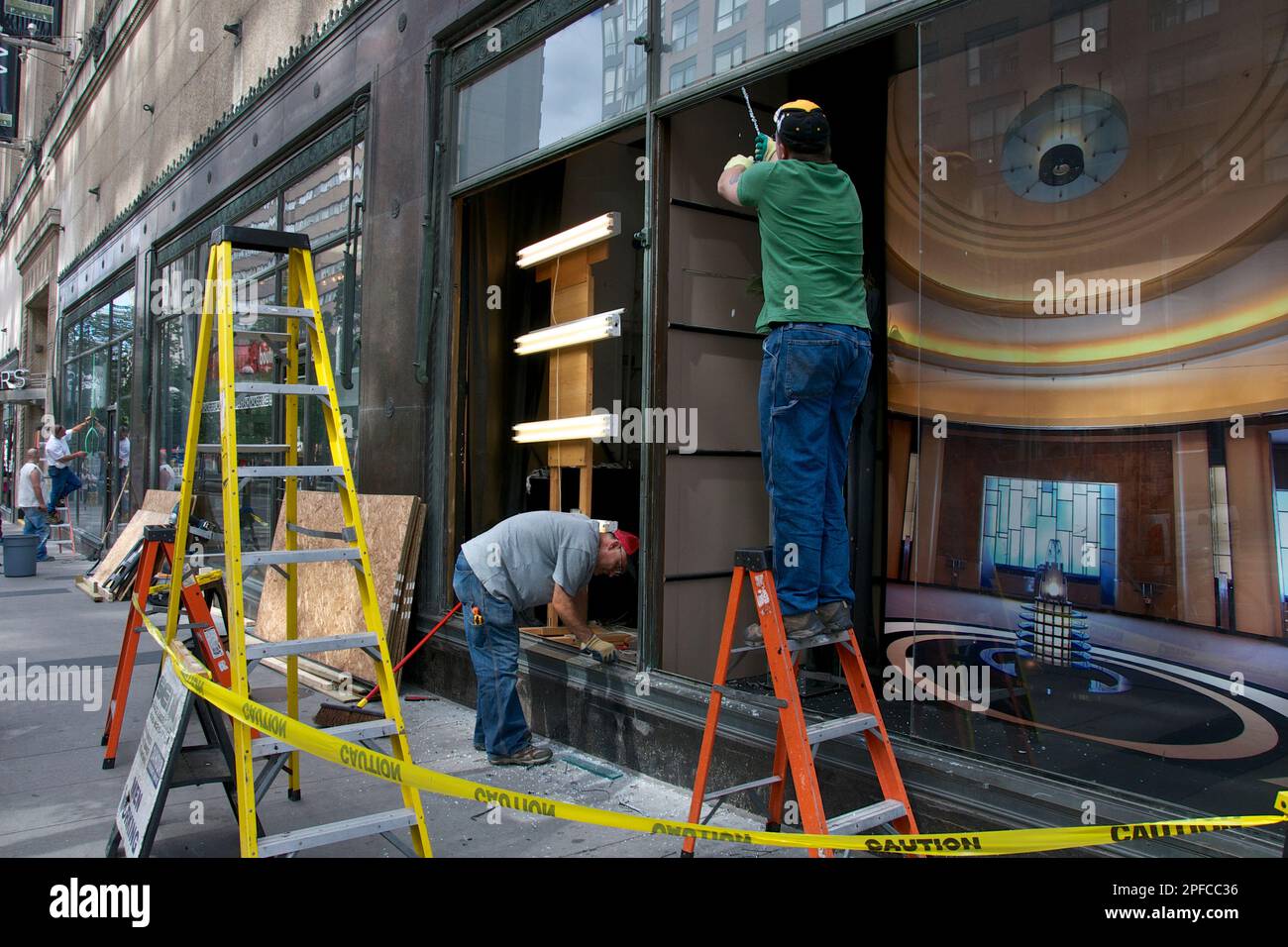 Toronto, Ontario, Canada - 06/25/2010: Window was smashed in store ...