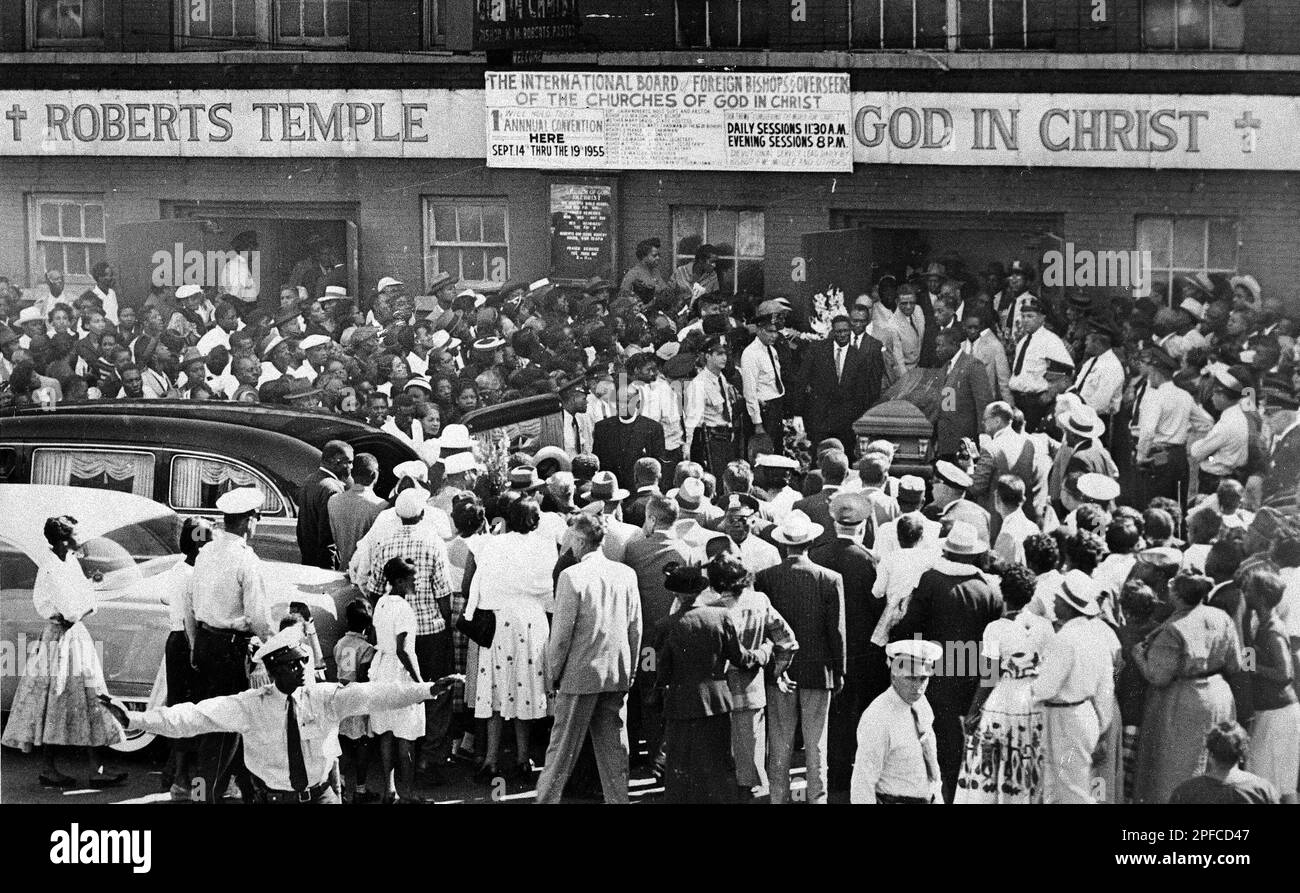 A large crowd gathers outside the Roberts Temple Church of God In ...