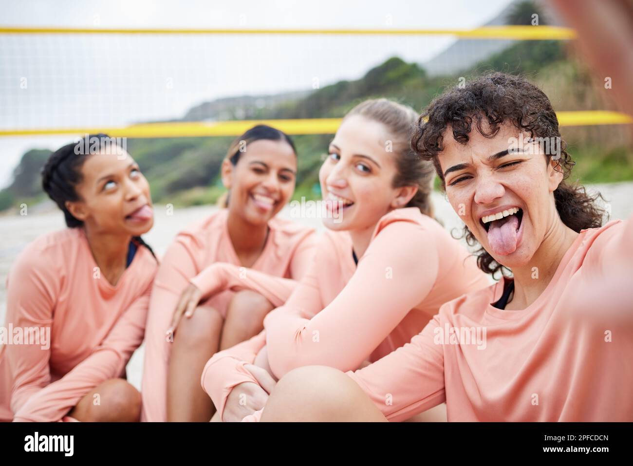 Portrait happy female volleyball hi-res stock photography and images ...