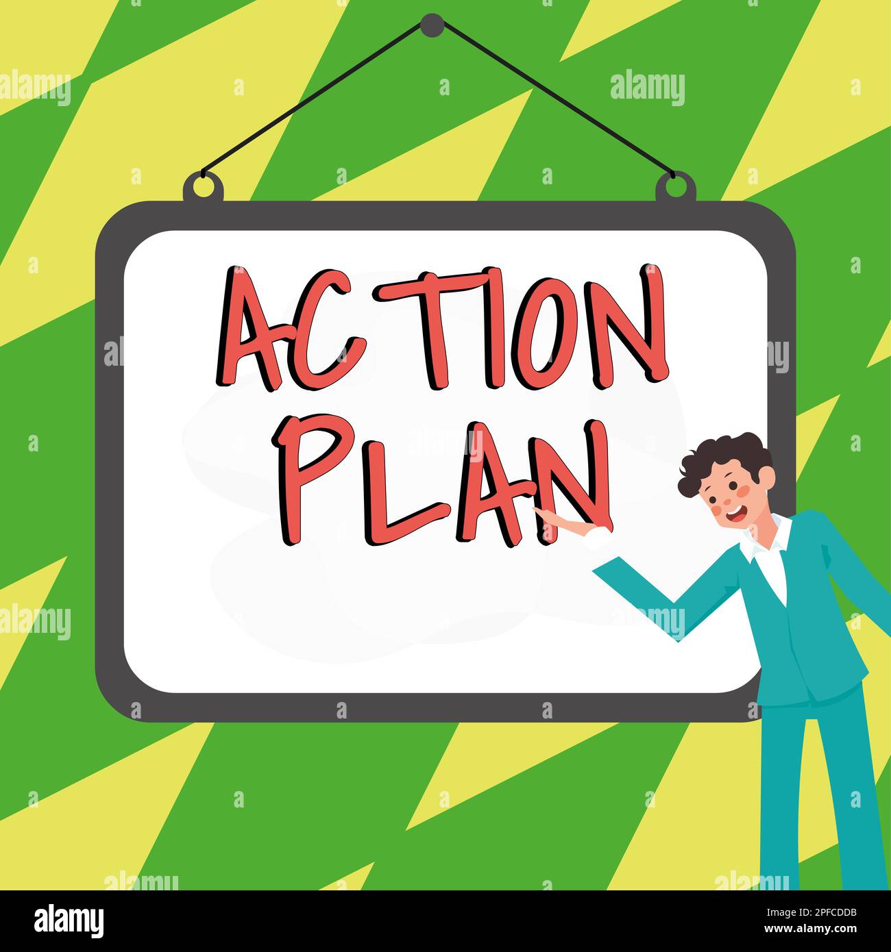 Text caption presenting Action Plan. Business overview list of things ...