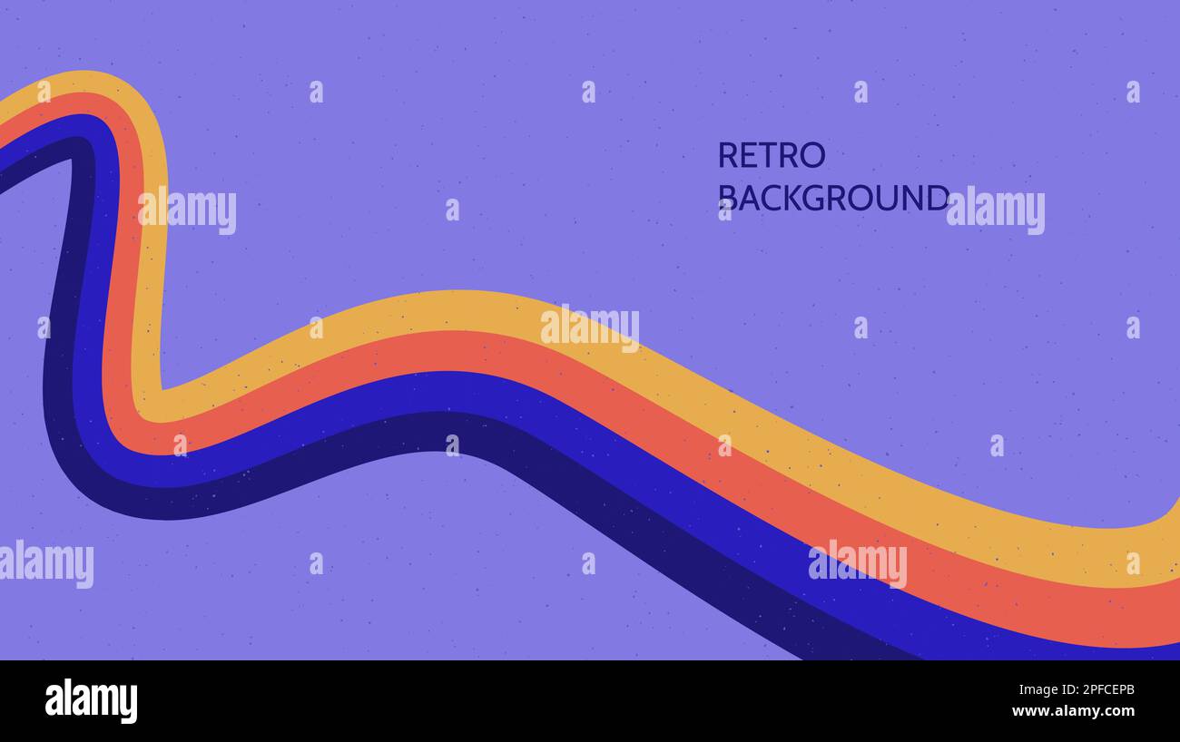 Retro lines background. Colourful wavy path wallpaper. Vintage curved ...